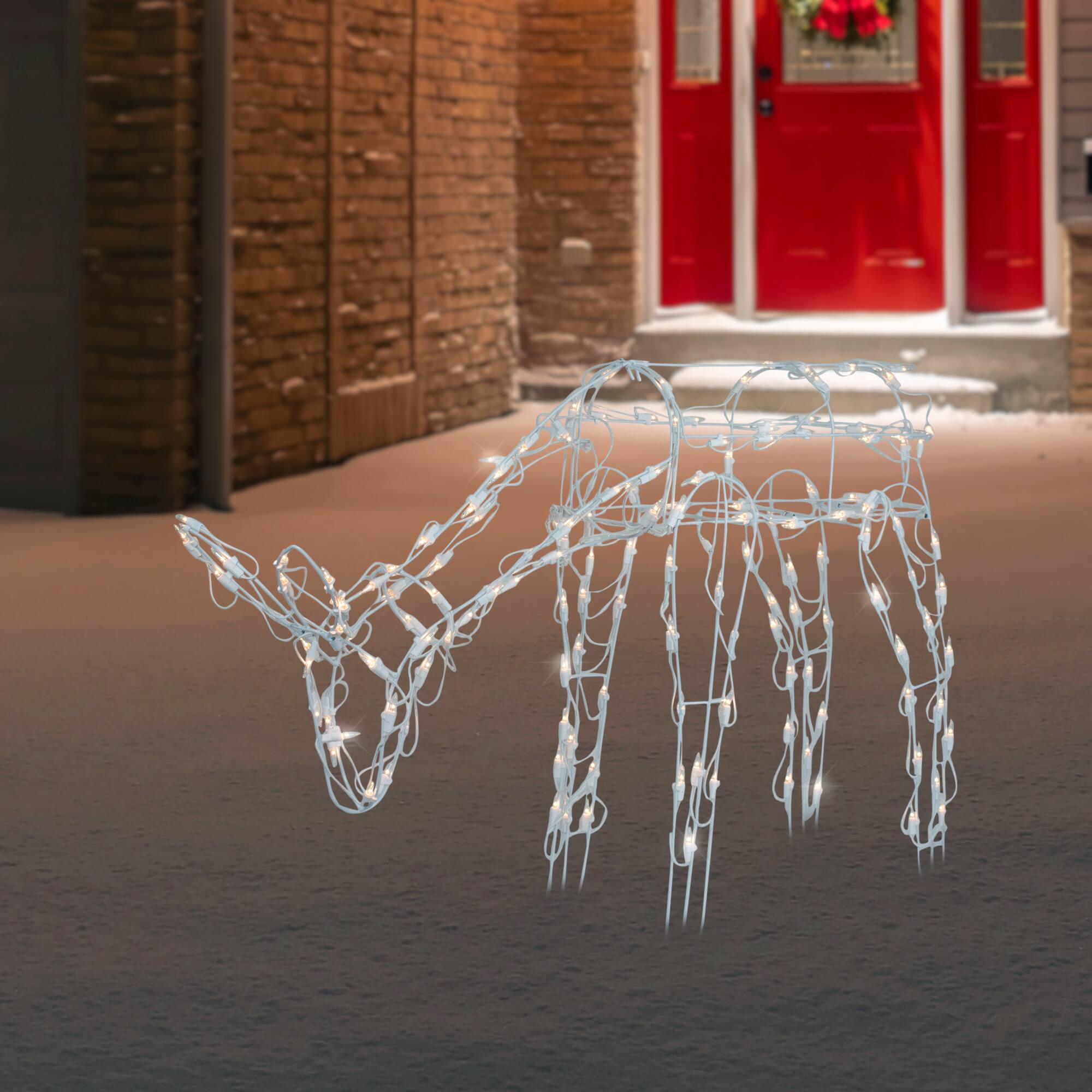 Northlight Lighted Feeding Reindeer Outdoor Christmas Decoration 42" Clear Lights White 34305167 ...