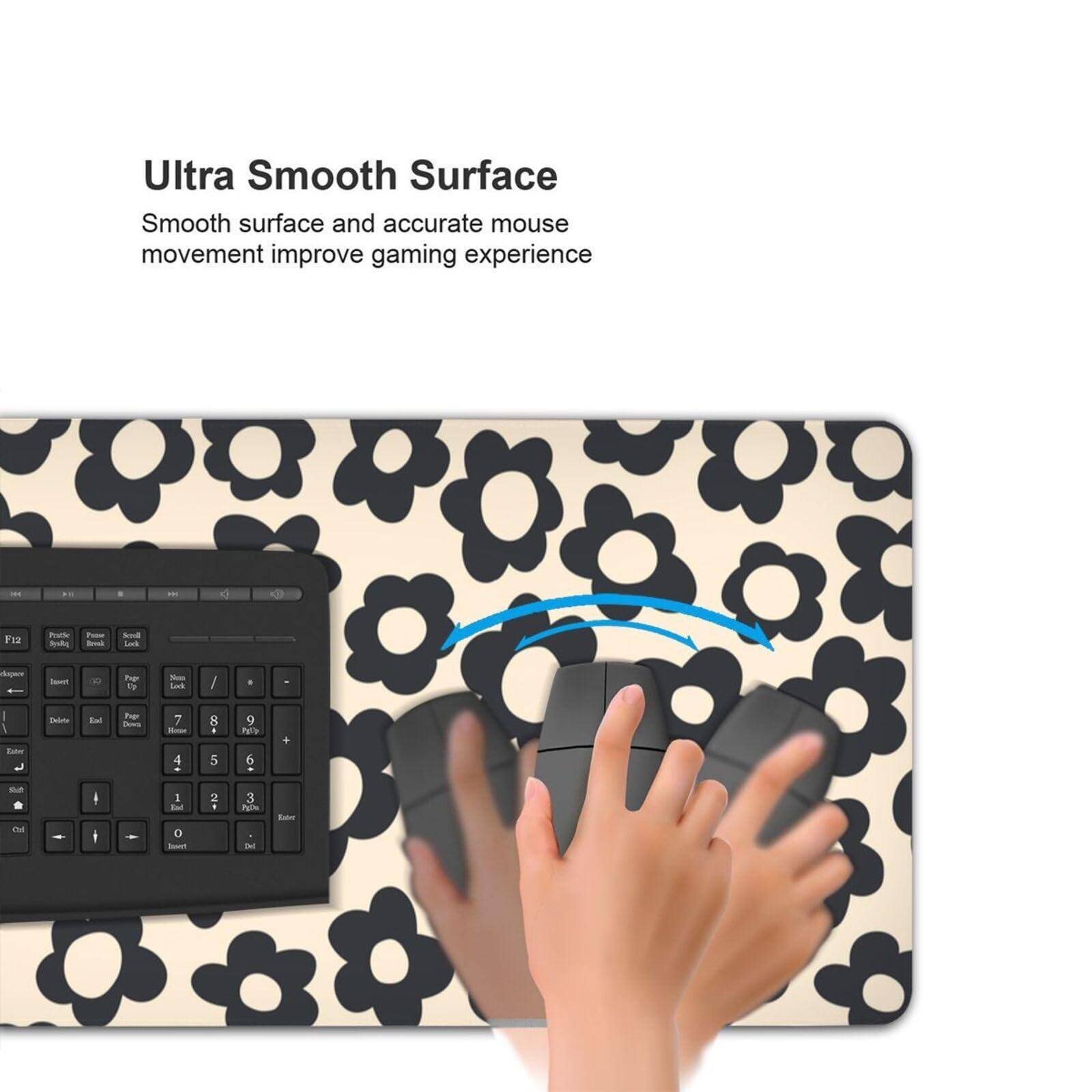 Earthley Blooms Vintage Groovy Flower Black Cool Mouse Pad Gaming XL ...