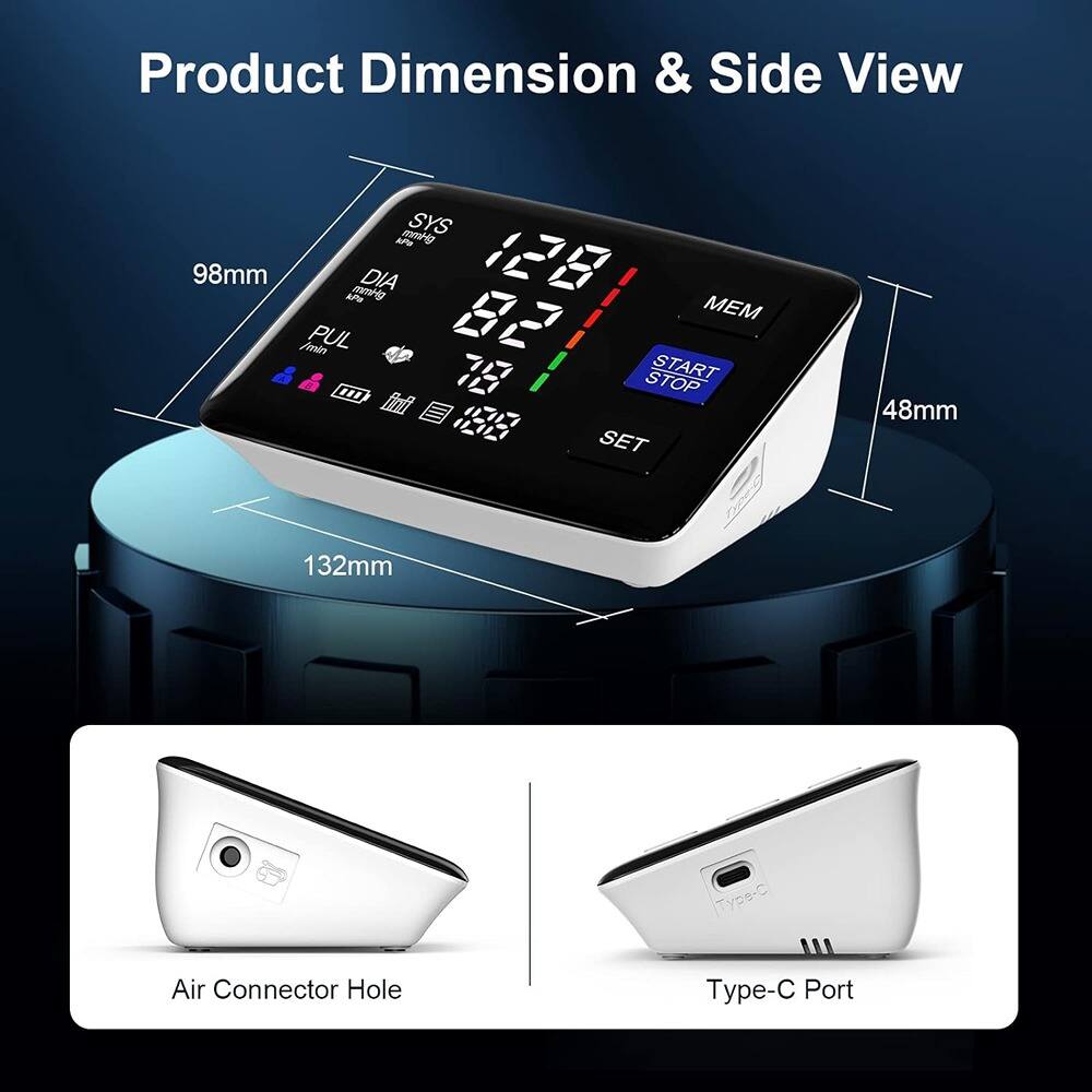 RTMB Upper Arm Blood Pressure Monitor, LED Backlit Screen, Extra Large ...