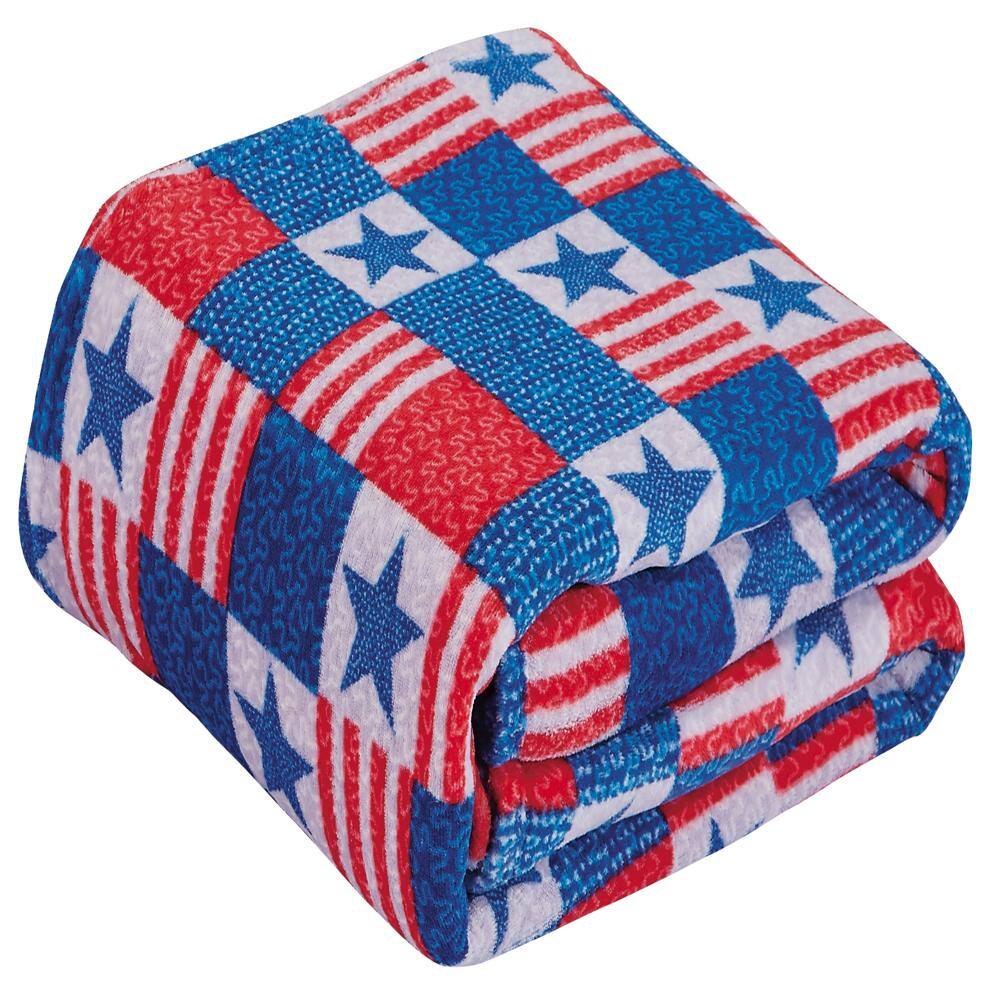 Noble House Plazatex Patriotic Patchwork Micro plush Decorative All ...