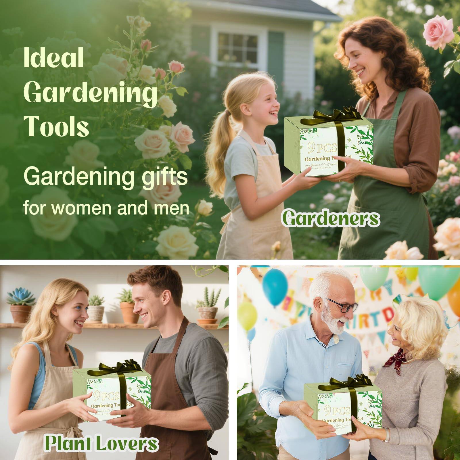 JETRANSPORT Garden Tools 9 piece Heavy Duty Gardening Hand With Floral ...