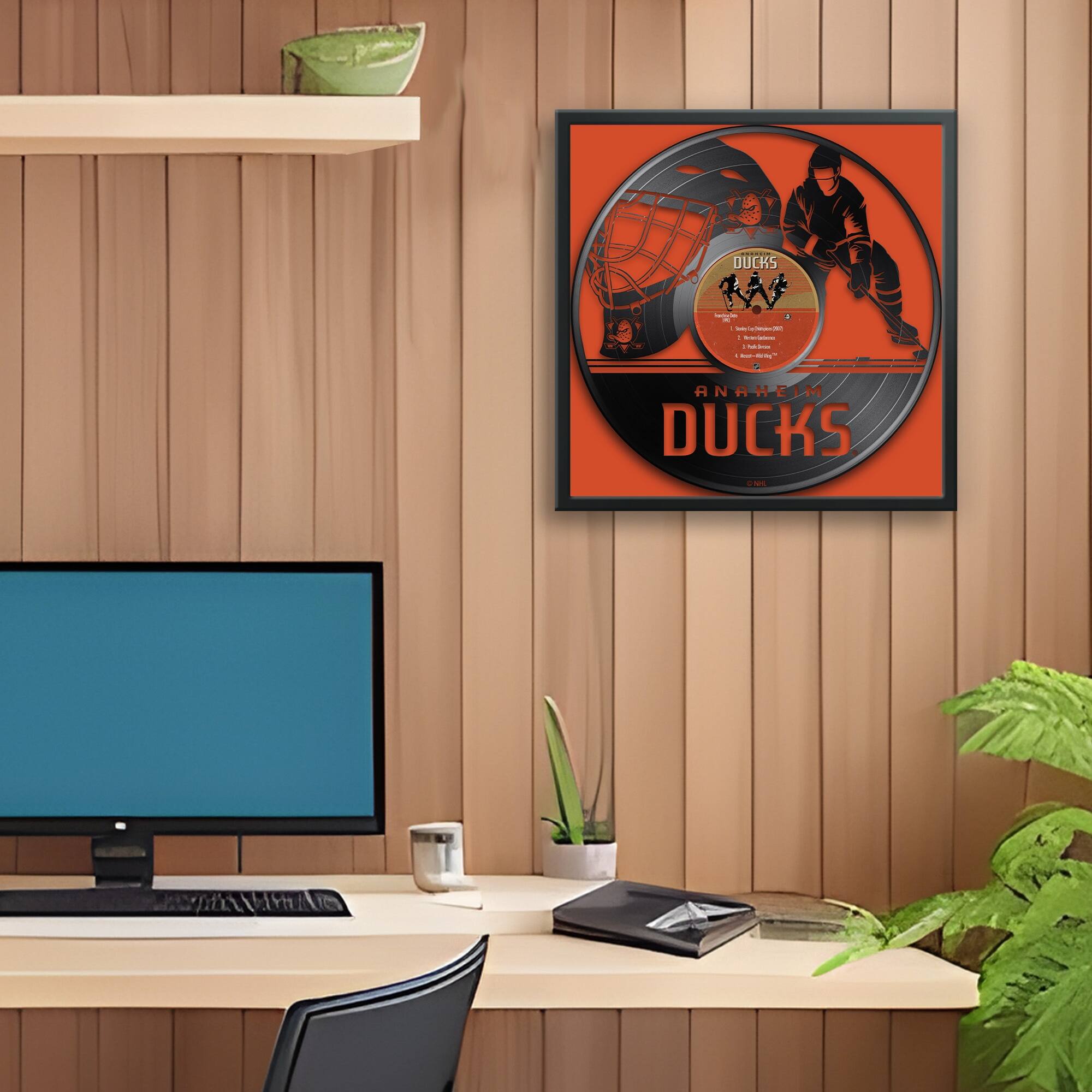 Sporticulture Anaheim Ducks 13" x 13" Framed Vinyl Record Art Print ...