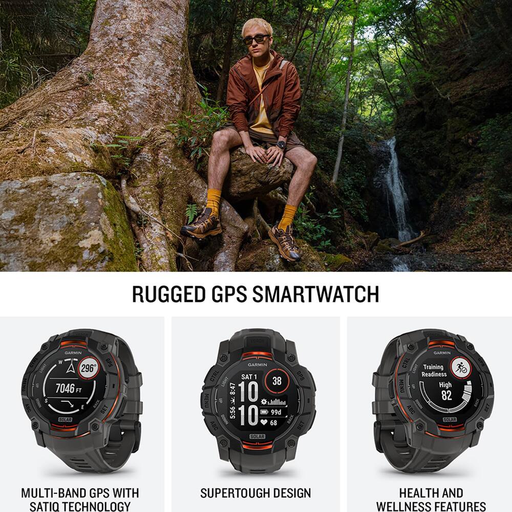 Garmin Instinct 3 50 mm GPS Smartwatch, SOLAR + Charging Dock ...