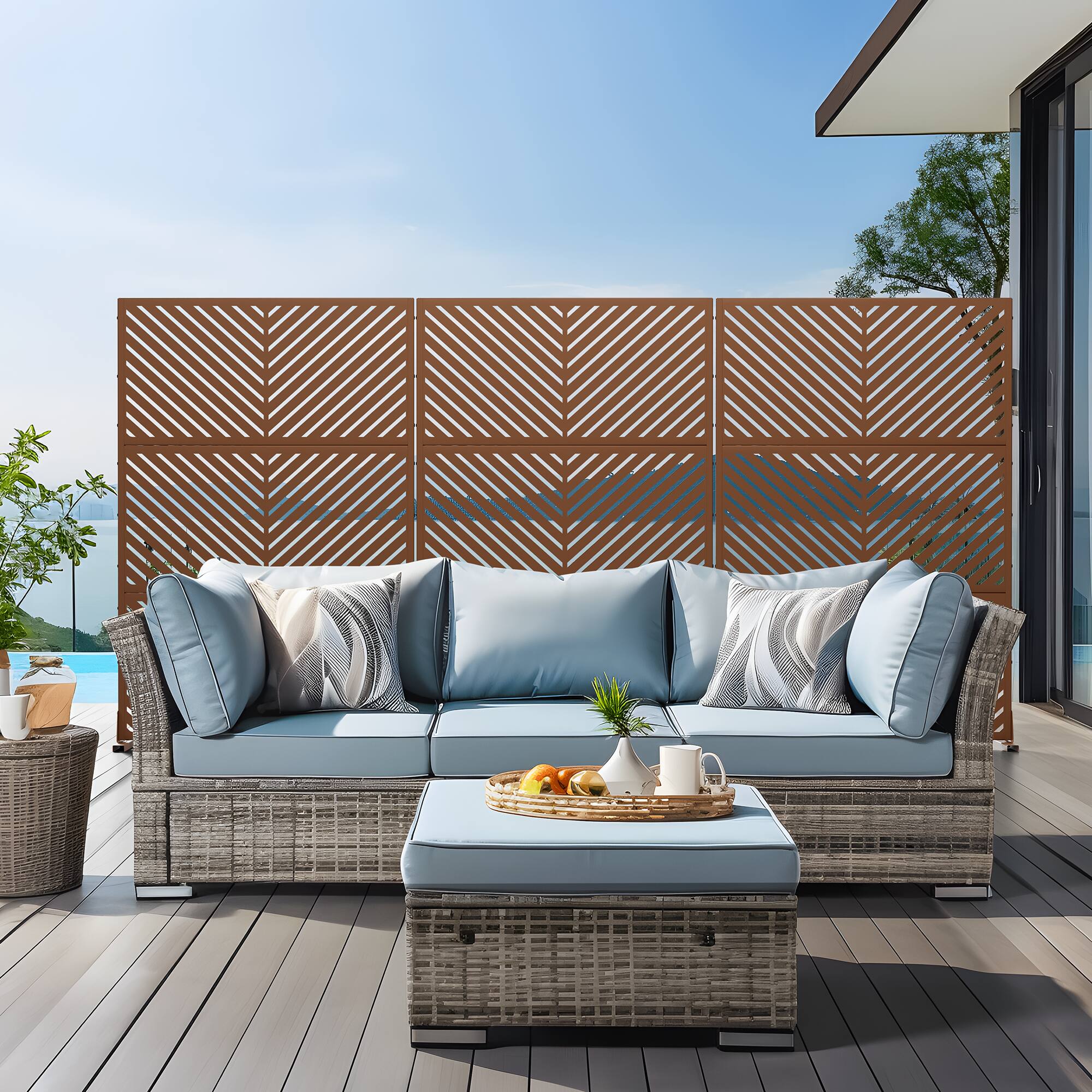 PexFix 72 in. x 47 in. Parallel Pattern Metal Outdoor Privacy Screen ...