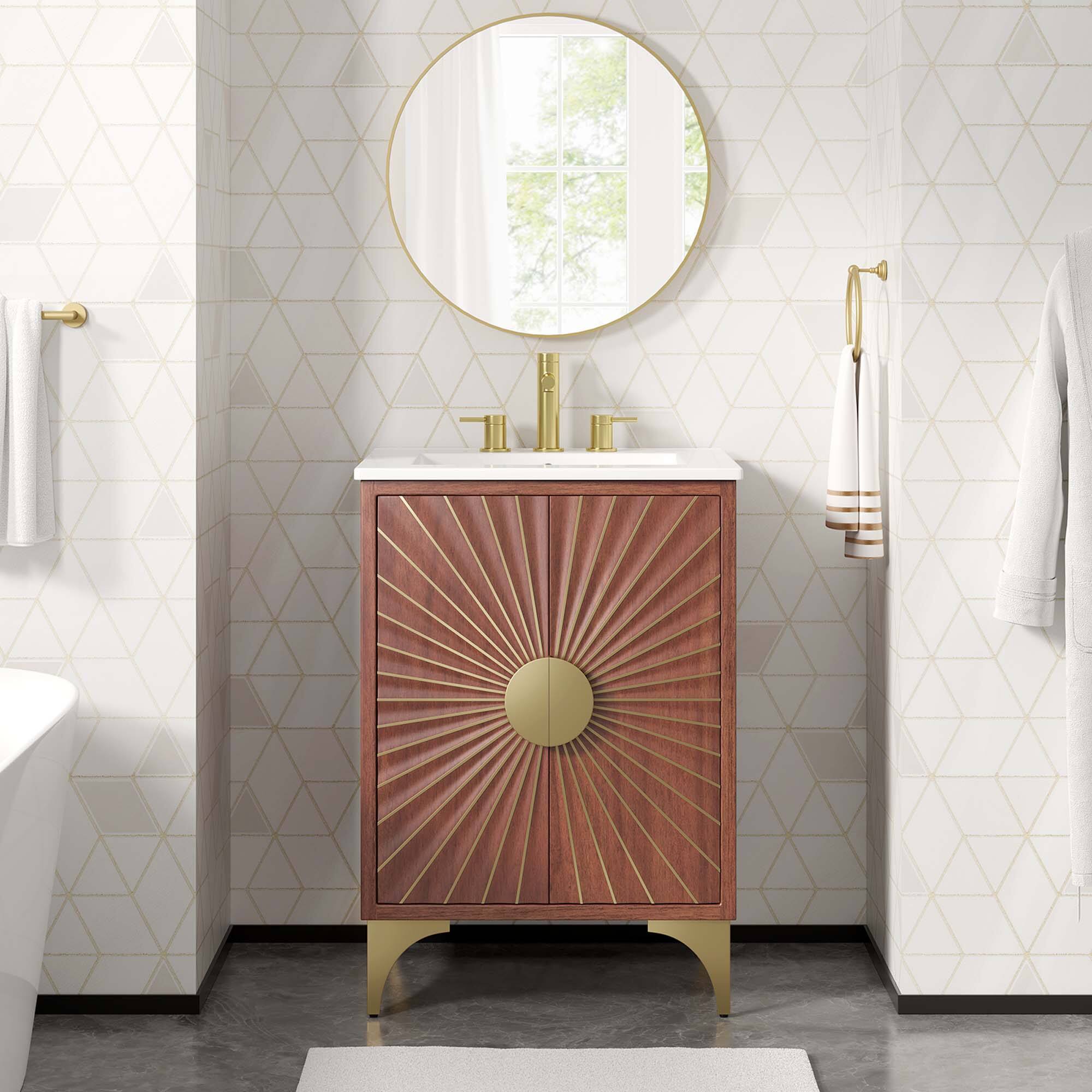 Daylight Bathroom Vanity Basin Included by Modway White Walnut EEI-6290 ...