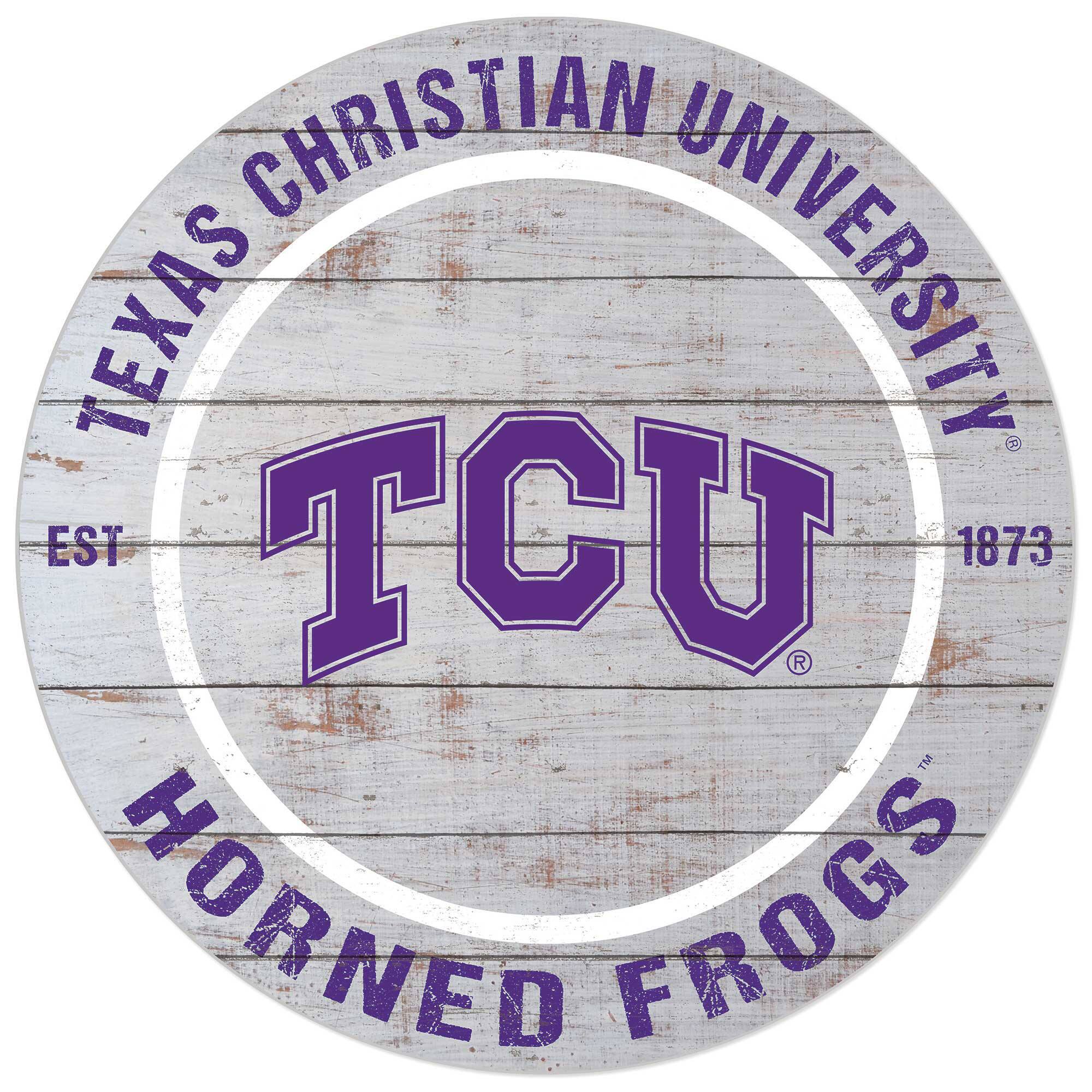 Jardine TCU Horned Frogs 20'' x 20'' Indoor/Outdoor Weathered Circle ...