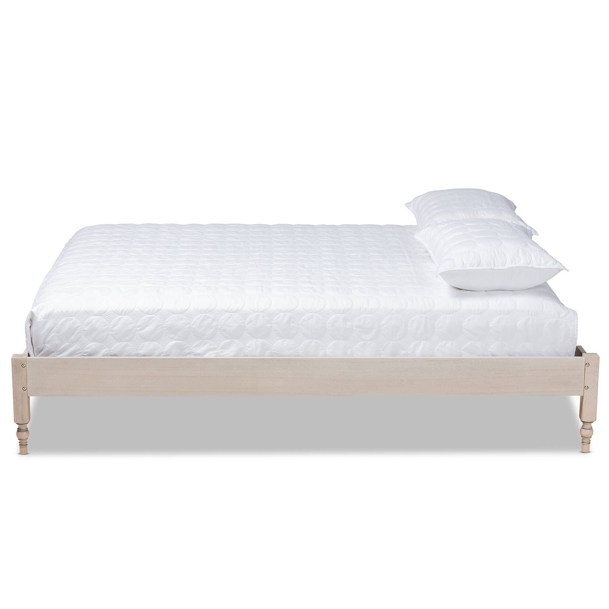 Baxton Studio Laure French Bohemian Oak Finished Wood Platform Bed Frame Antique White 10206 ...