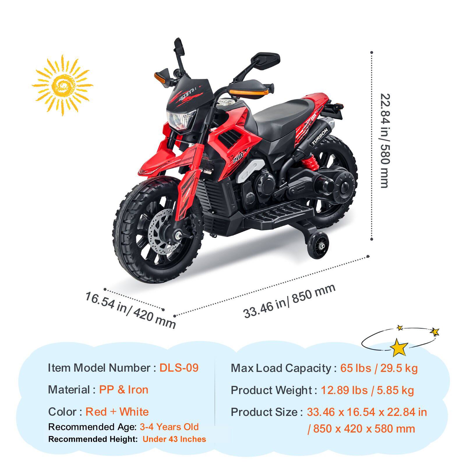 Glintex Kids Battery Ride On Motorcycle, 6V Electric Bike with Lights, Music, Bluetooth ...