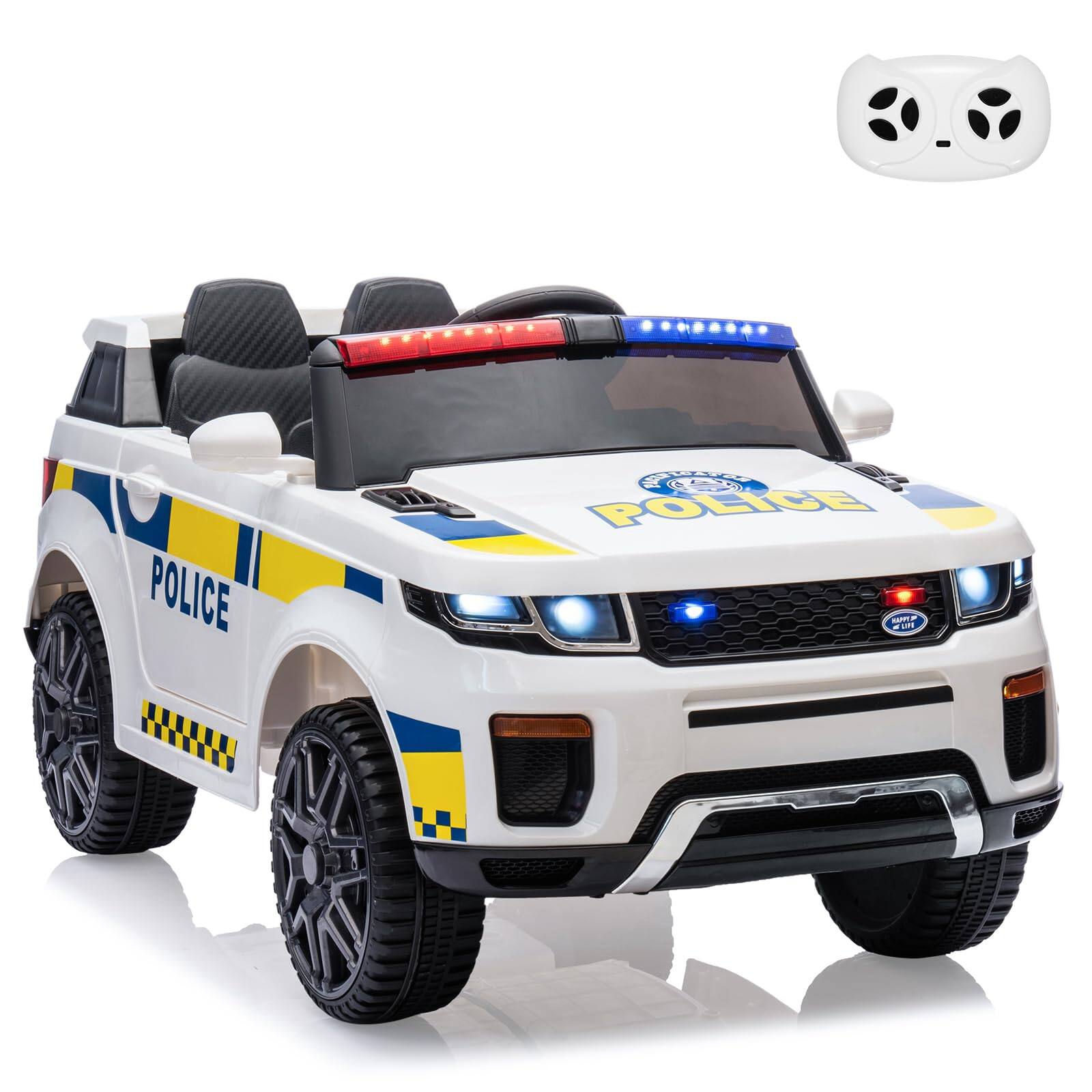 GARVEE 12V Kids Electric Police Car with Remote Control, Dual 30W ...