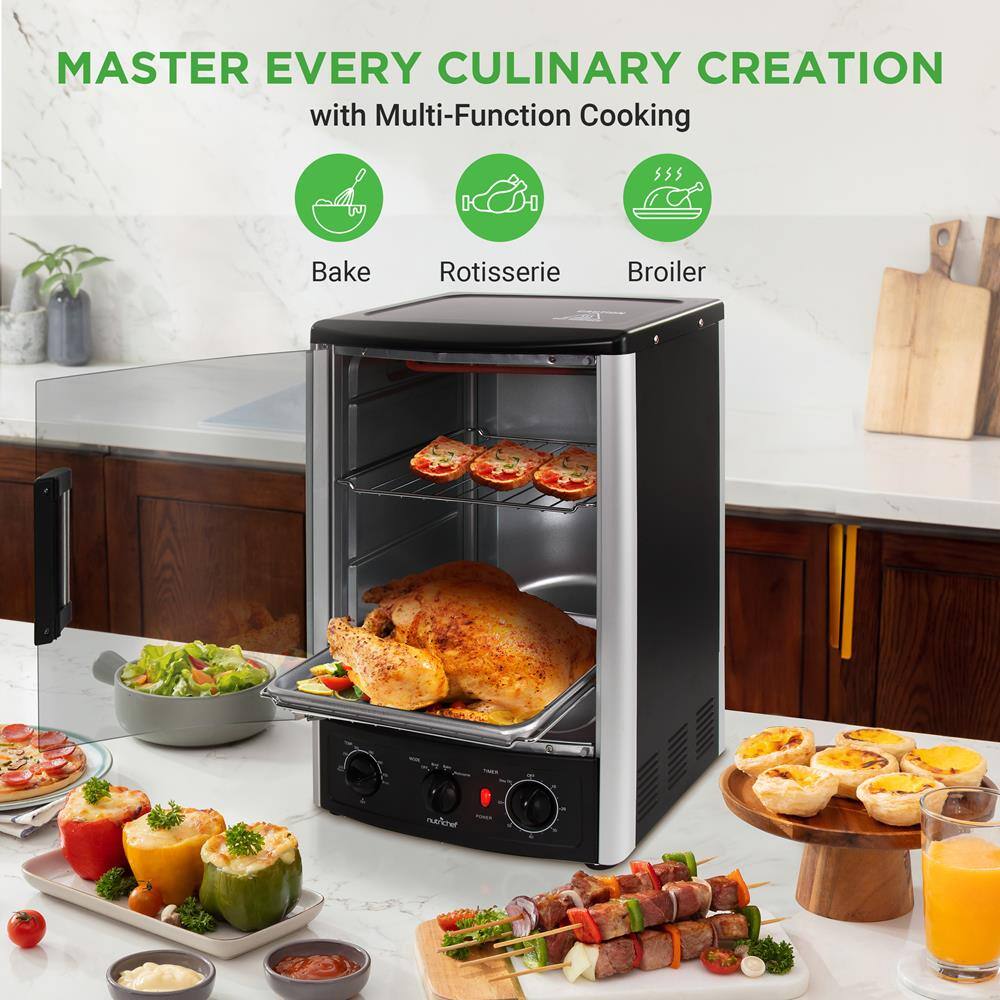 NutriChef Vertical Countertop Oven with Rotisserie, Bake, Broil ...