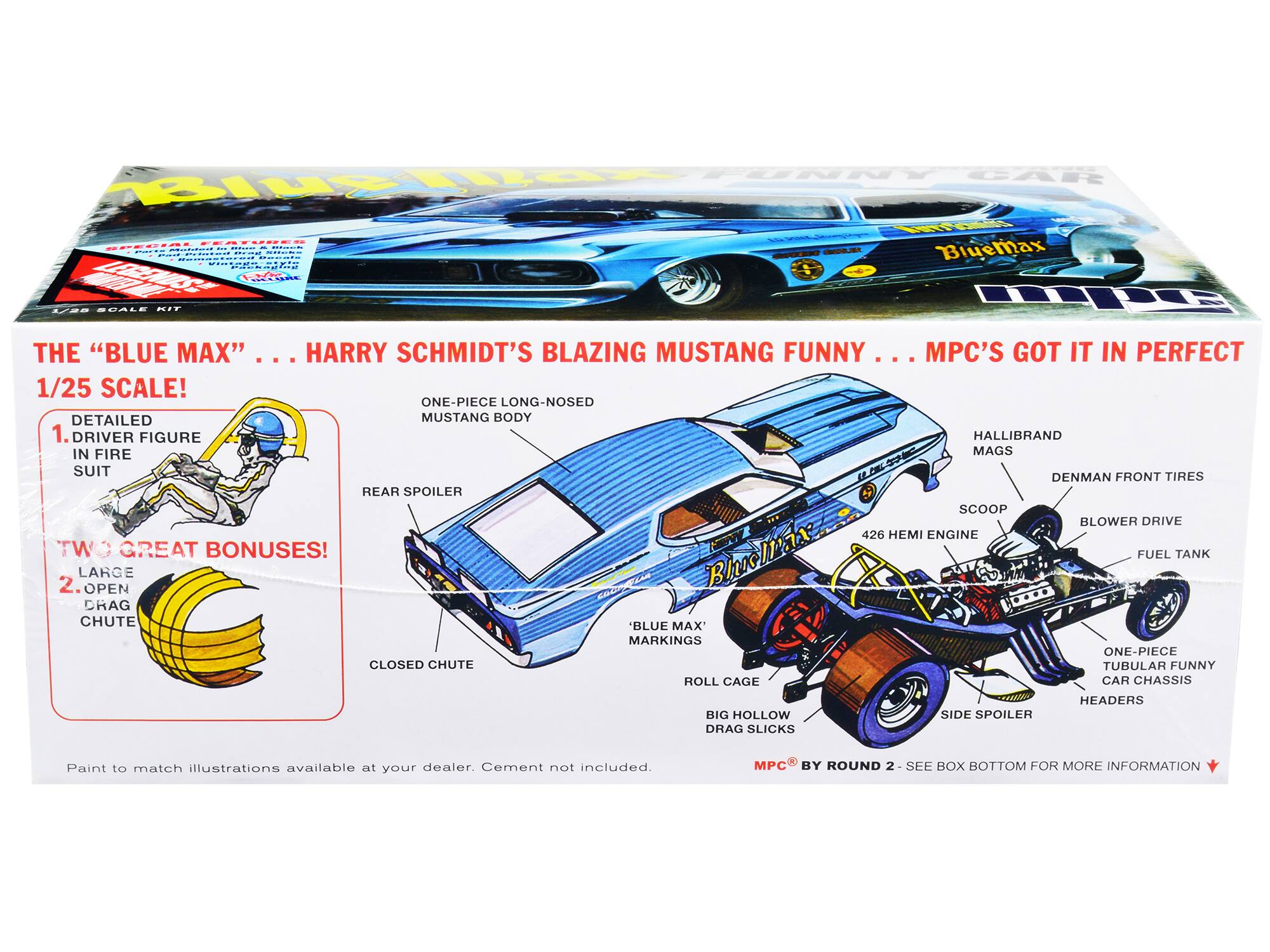 Skill 2 Model Kit " Max" Long Nose Mustang Funny Car 1/25 Scale Model ...