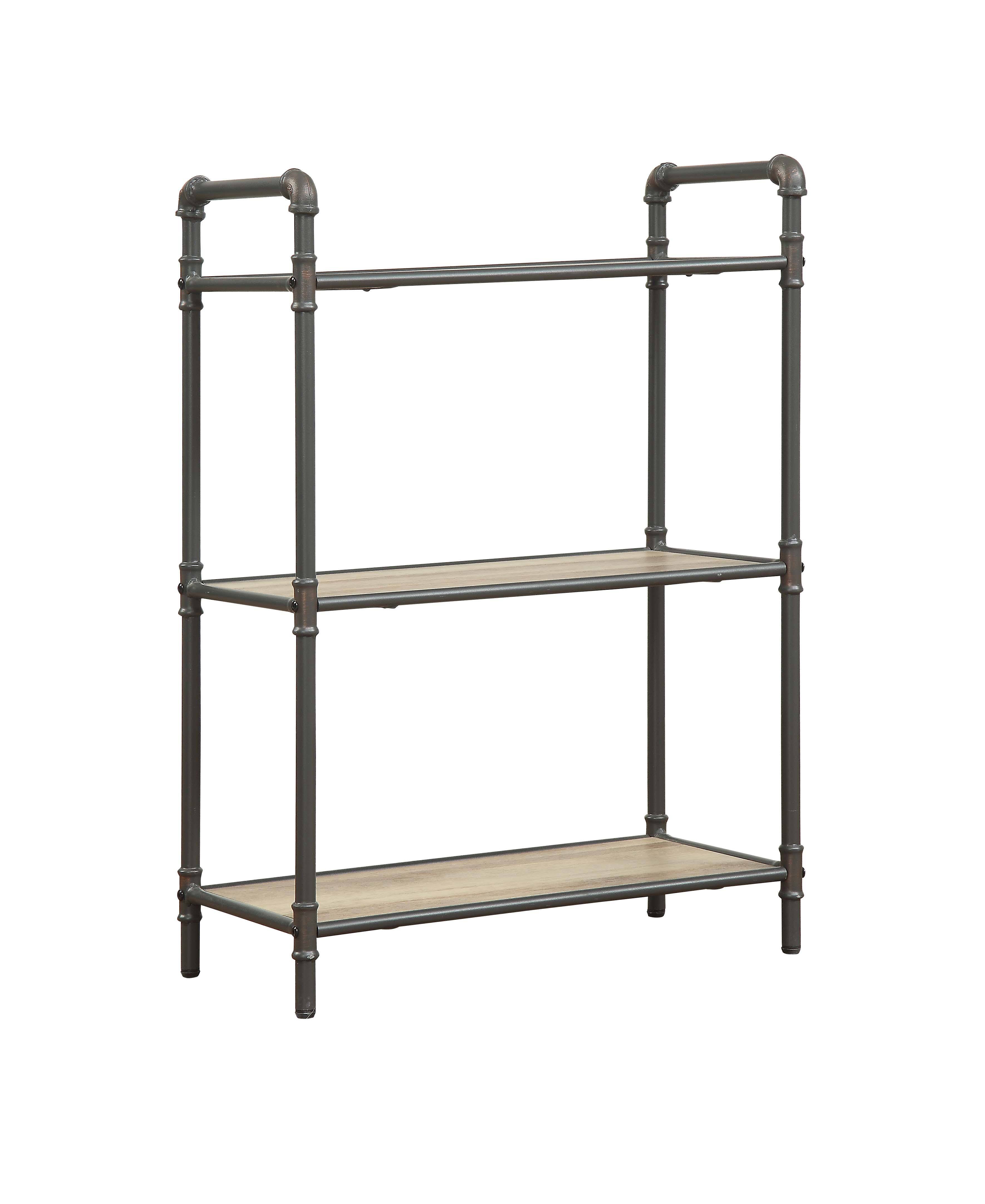 Spaco Industrial Bookshelf 3 Tier Open Back, Metal Frame Wood Shelf ...
