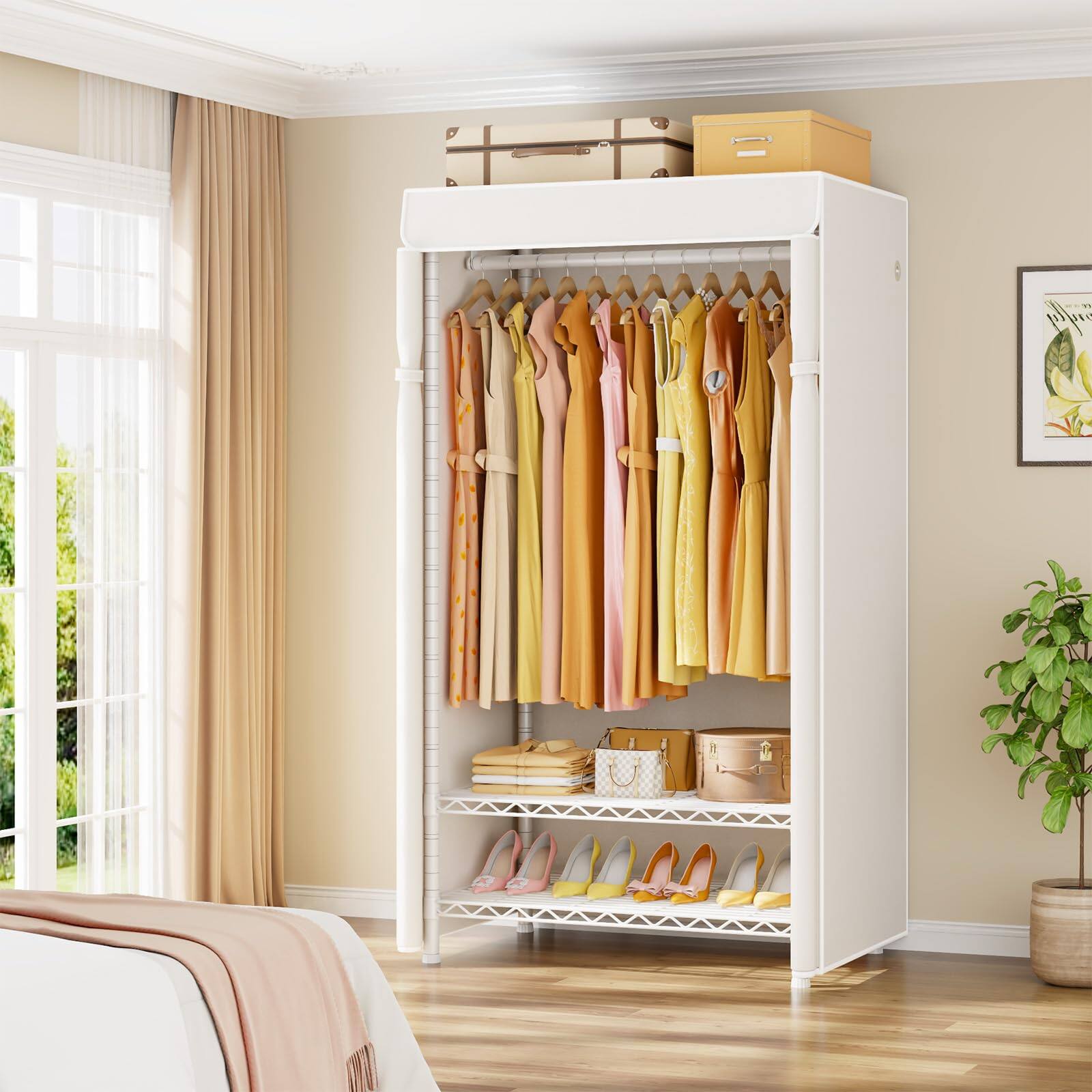 Cedar Assembly H5c Clothes Rack With Cover Portable Closet For Hanging ...