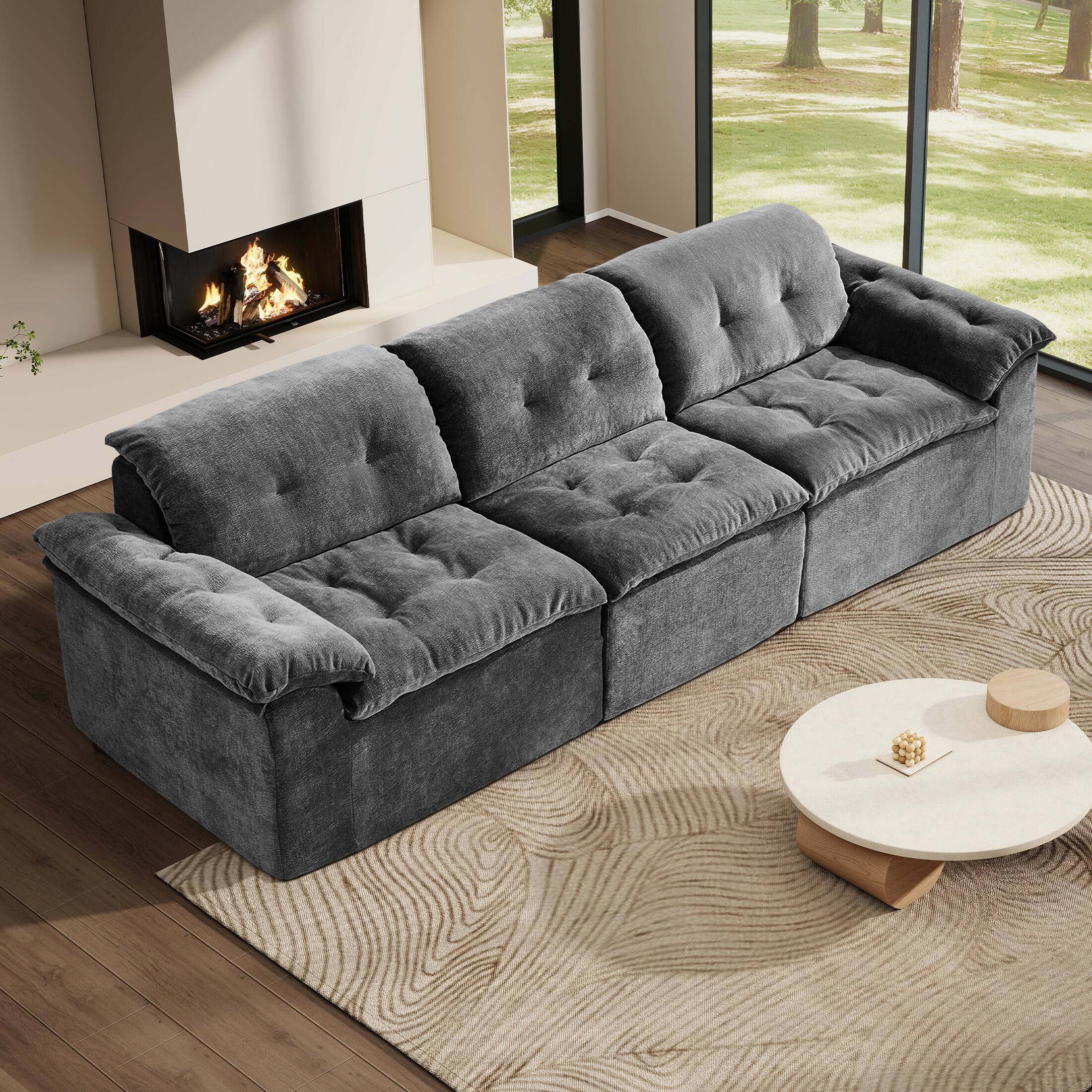 Anysun 118" Modern Oversized Modular Sectional Sofa – 3 Seater Ice ...