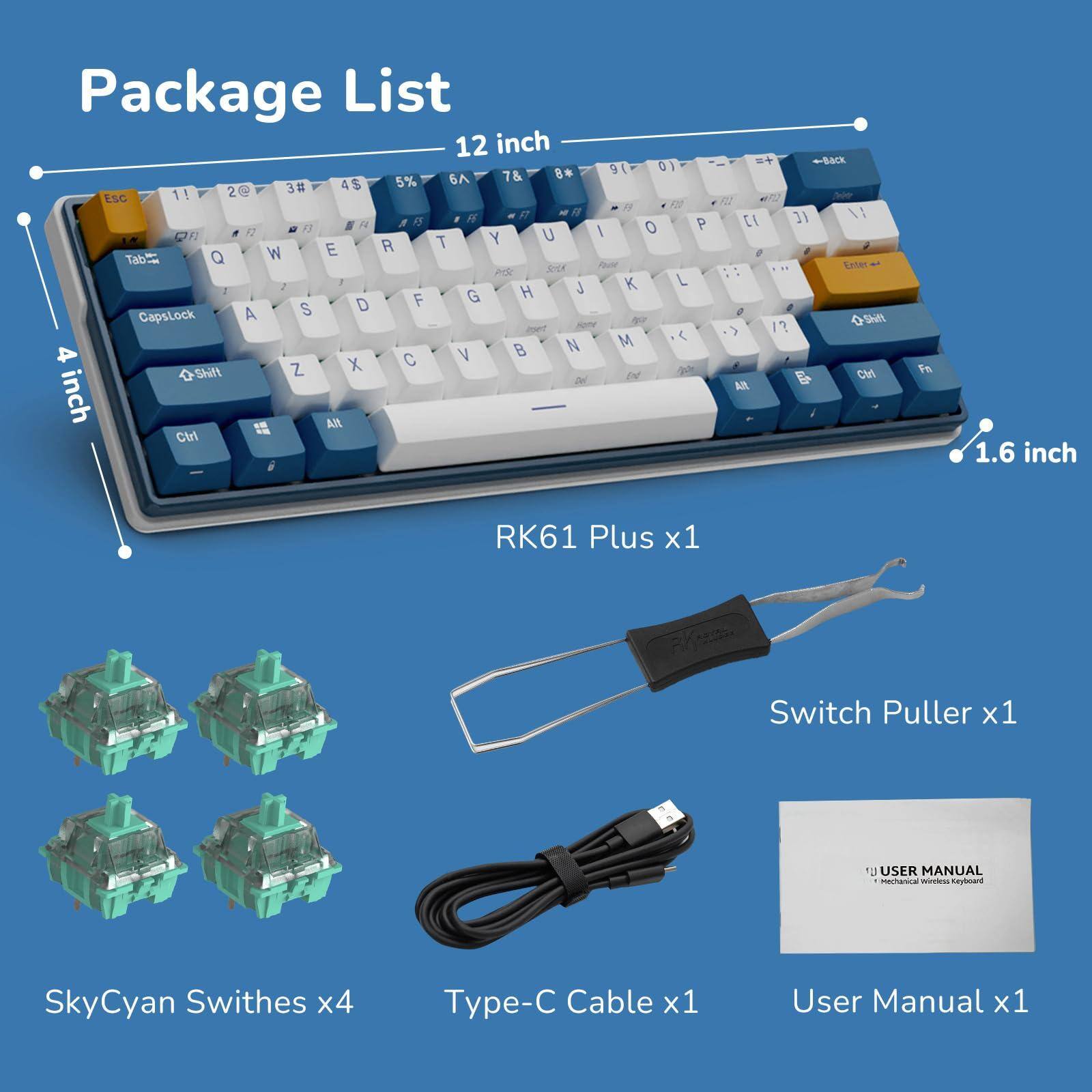 Pacoar Cade Rk61 Plus Wireless Mechanical 60 Percent Gaming W/bluetooth ...