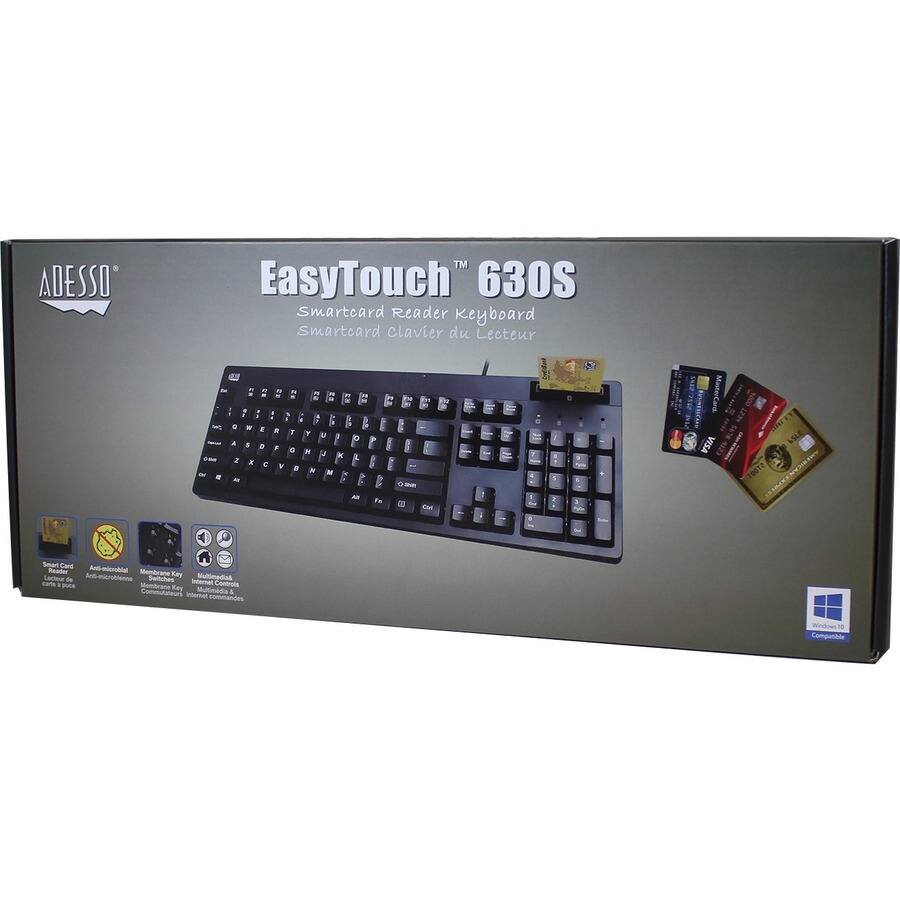 Adesso EasyTouch 630SB TAA Smart Card Reader Keyboard (TAA Compliant ...