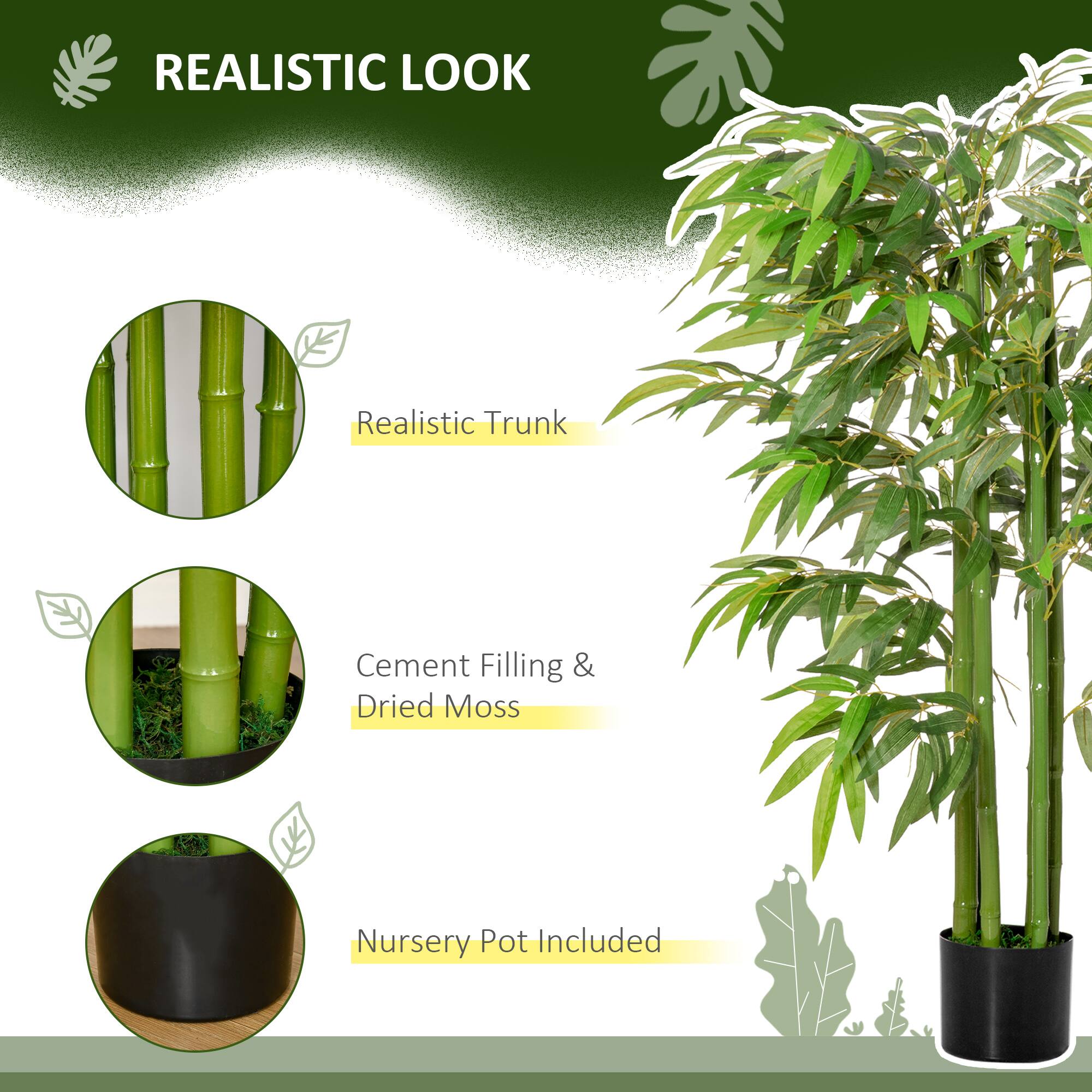 Homcom 4.5FT Artificial Bamboo Tree, Decorative Faux Plant in Nursery ...