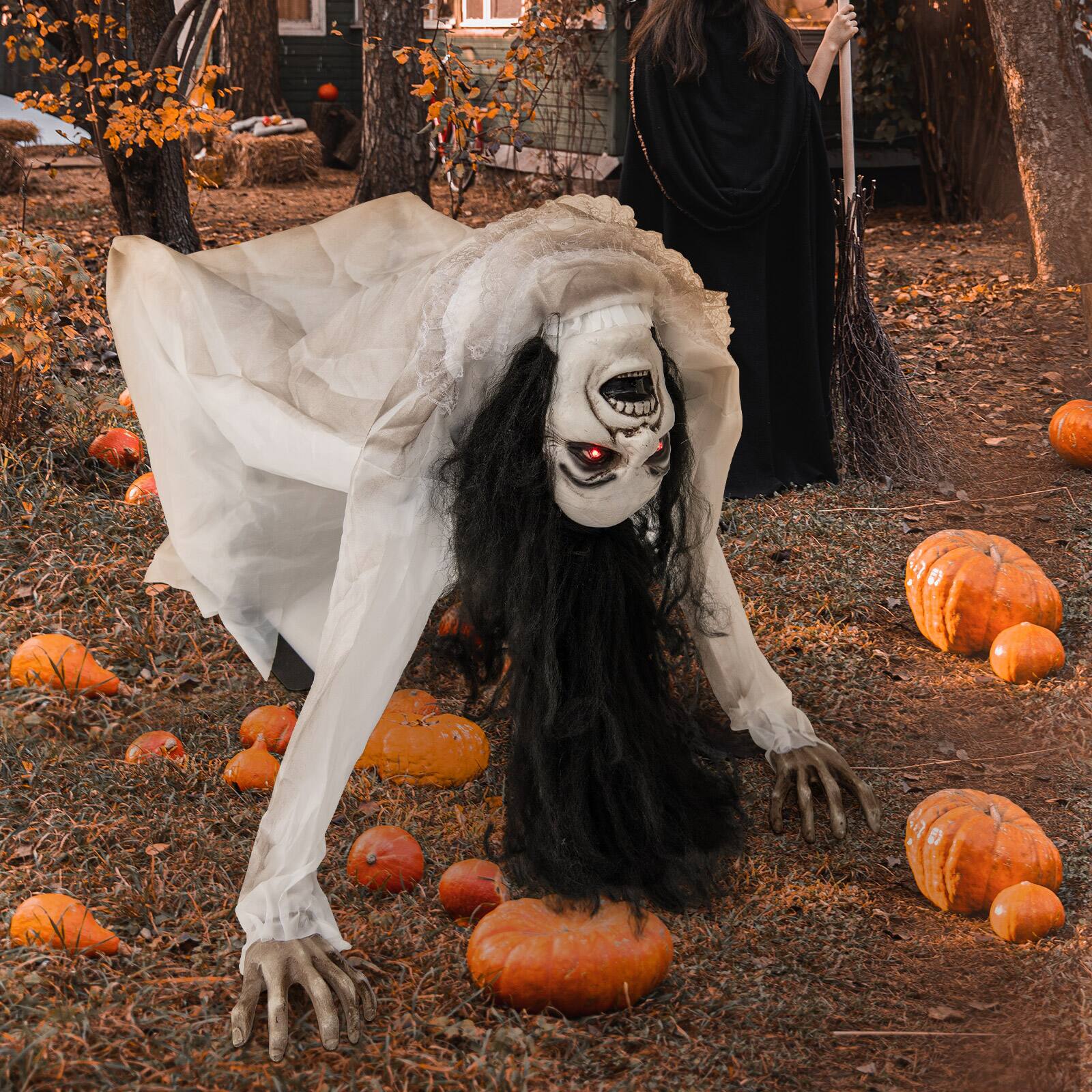 Costway Lighted and Animated Halloween Decoration Animatronic Crawling ...