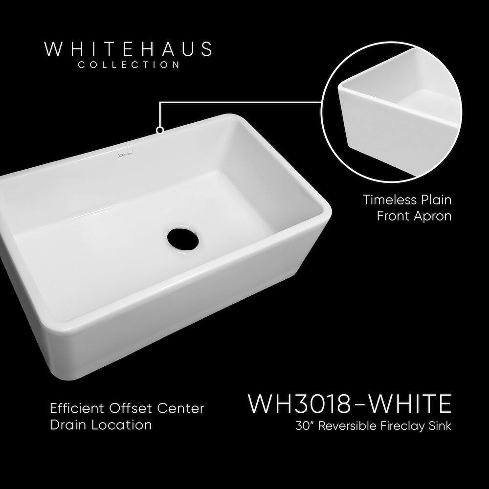 Whitehaus Farmhaus Fireclay Duet Series Reversible Sink with Smooth ...