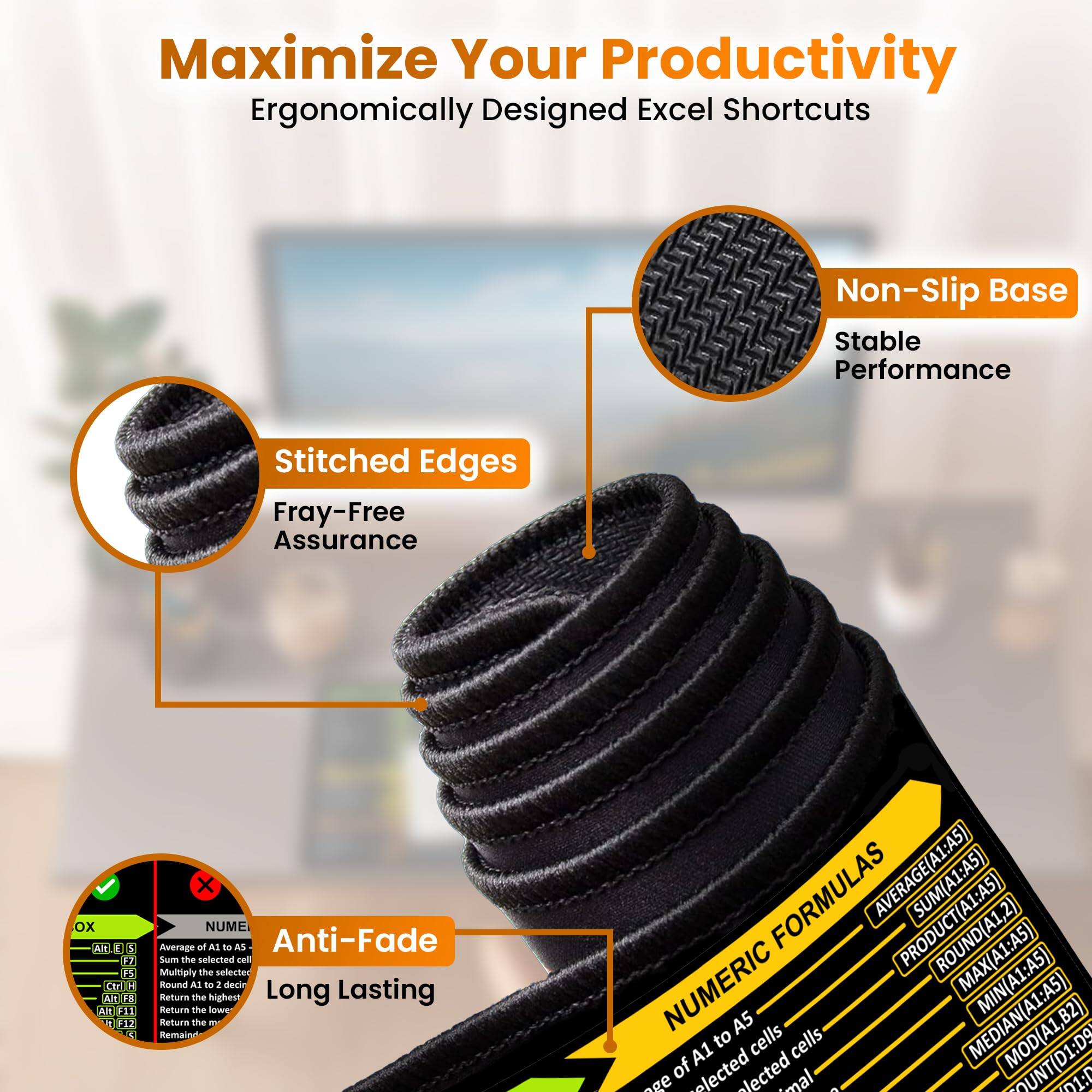 Cozy Serene Excel Shortcuts Mouse Pad Extended XL Office Mat Inch ...