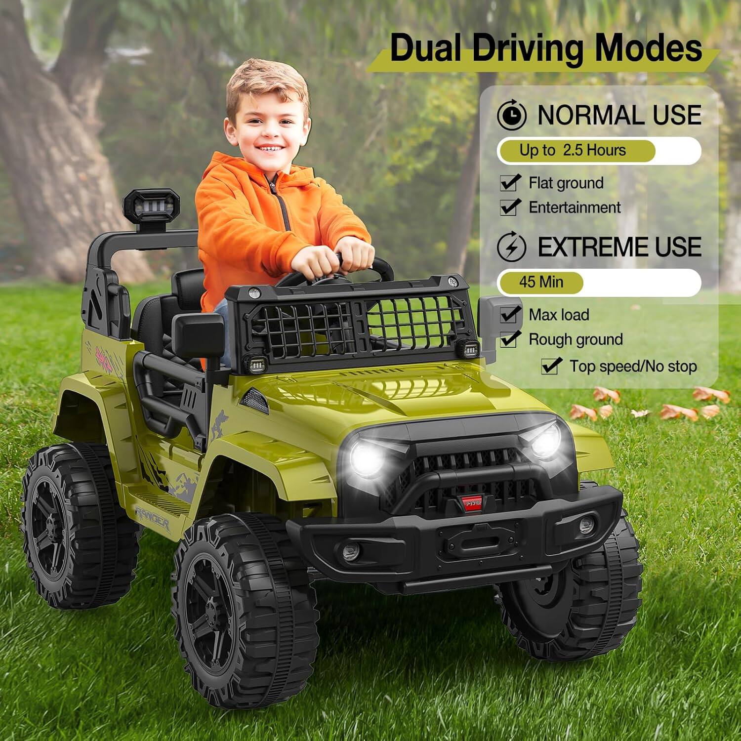 Jojoka 12V Kids Electric Ride On Truck, Parental Remote, Spring ...