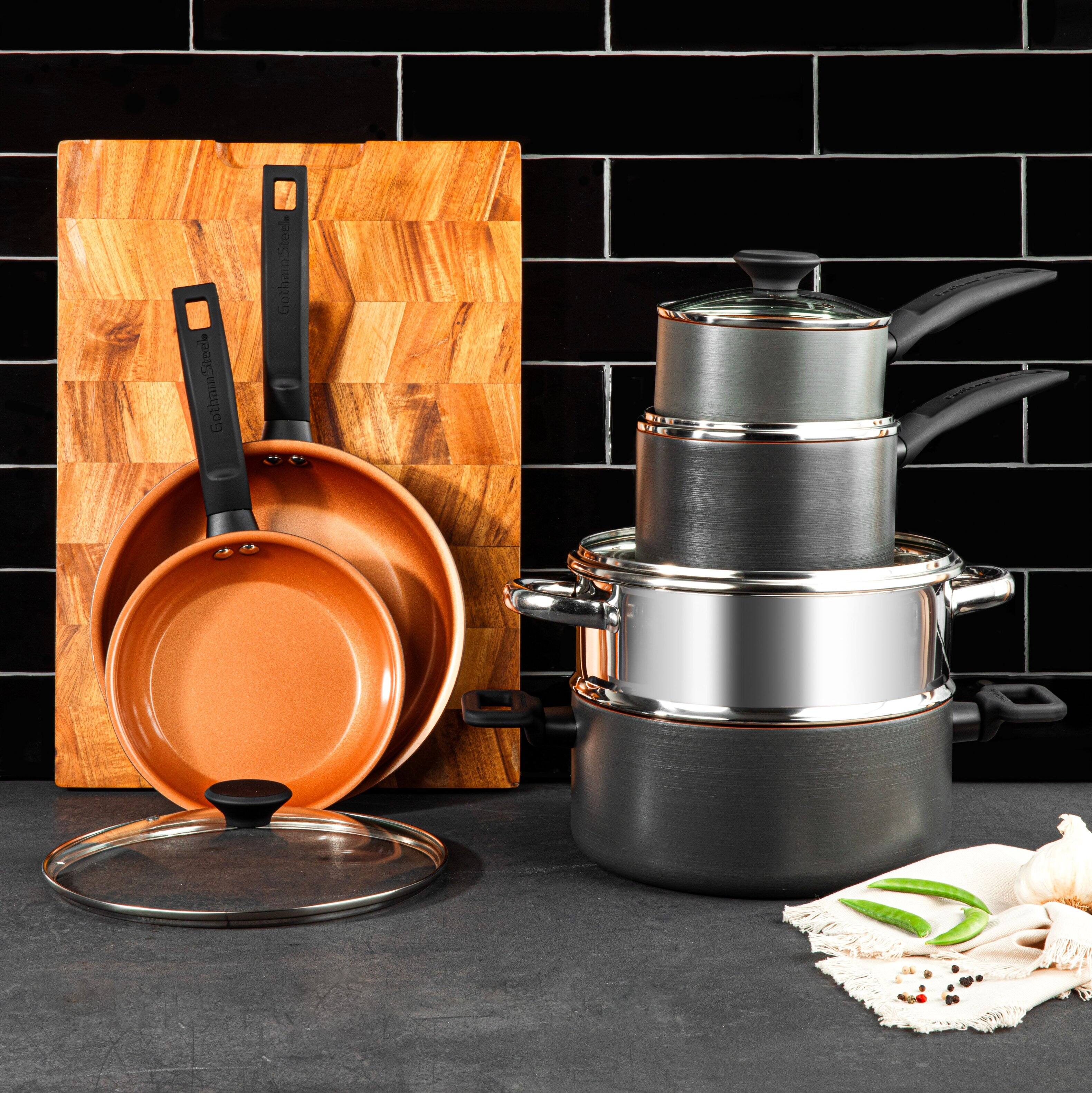 Gotham Steel Pro Premier Hard Anodized 10 Piece Nonstick Cookware Set ...