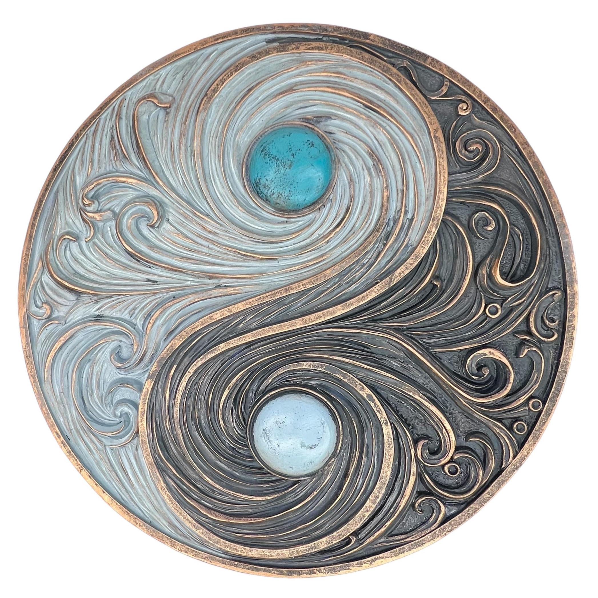 Refined Abode Design Yin And Yang Swirling Waves Wall Sculpture ...