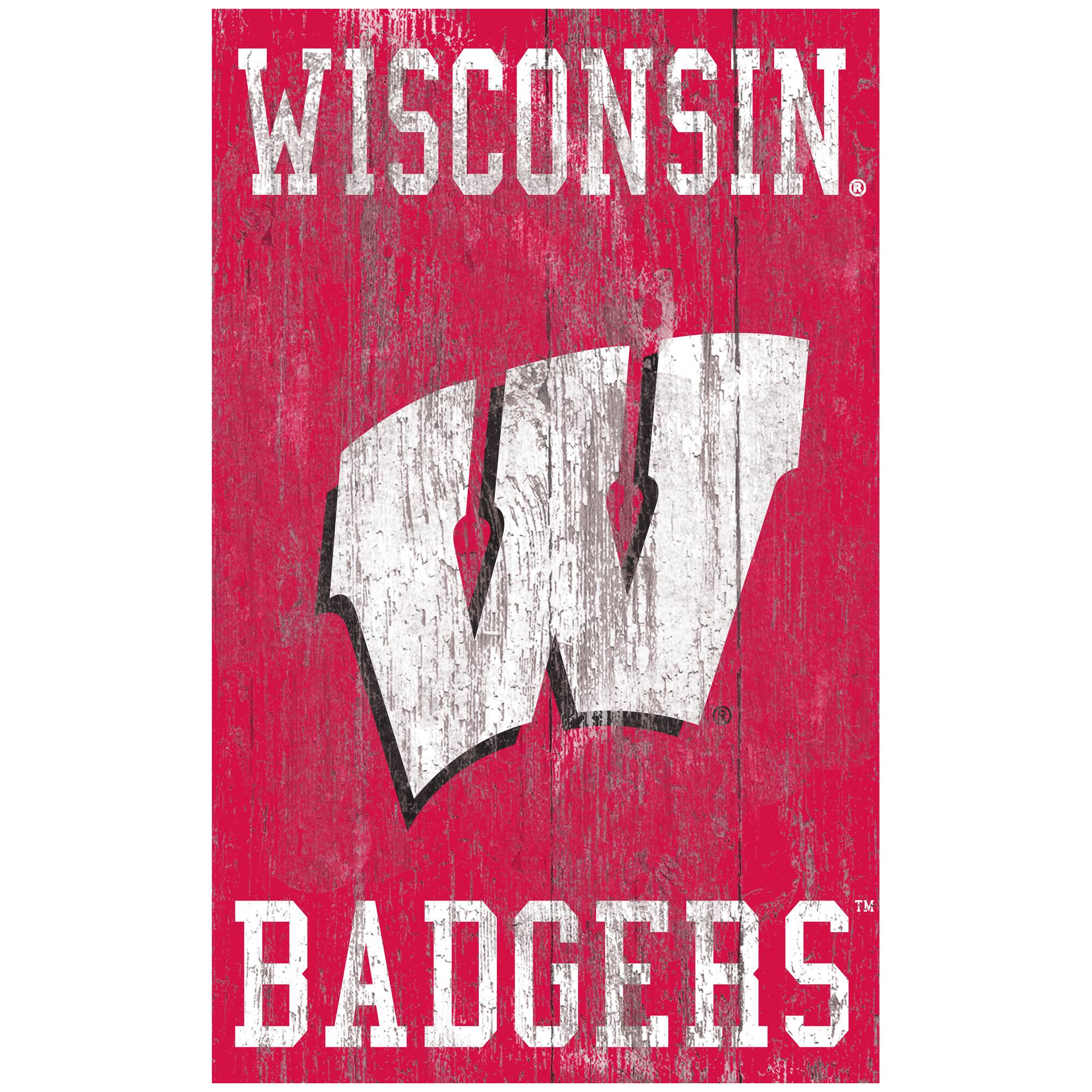Fan Creations Wisconsin Badgers 11'' x 19'' Heritage Distressed Logo ...