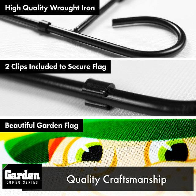 G128 36 x 16 in Metal Garden Flag Stand with 12 x 18 in Happy St ...