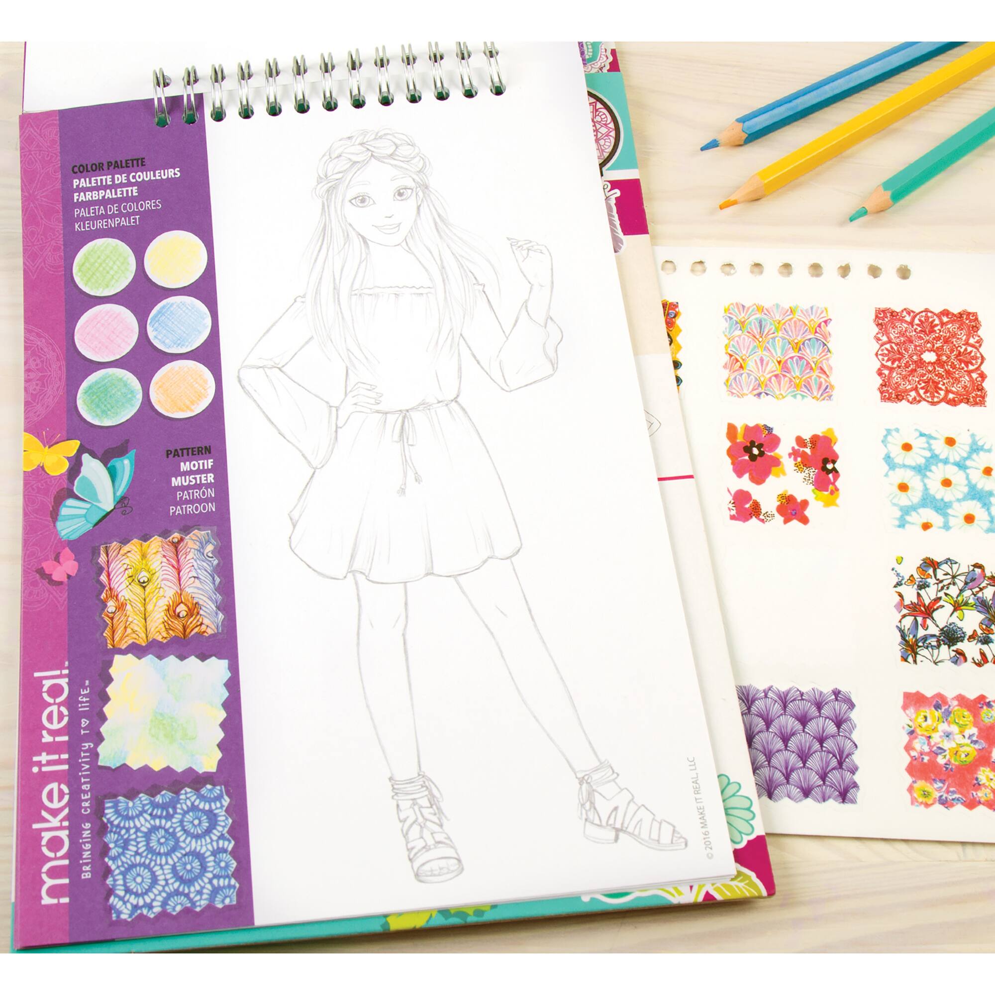 Make It Real Fashion Design Sketchbook: Blooming Creativity W/ 90 ...
