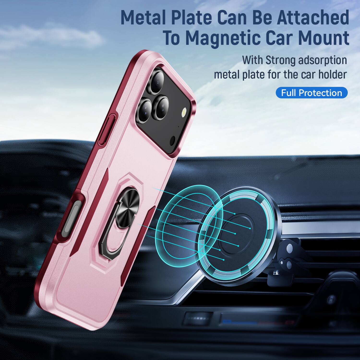 Dteck for Apple iPhone 17 Pro Max Heavy Duty Case with Foldable Metal ...