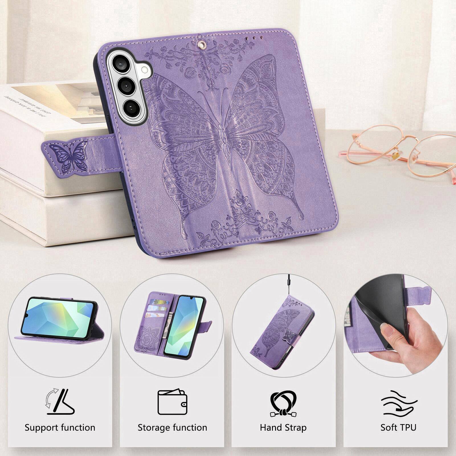 Dteck Wallet Case for Samsung Galaxy A17 5G, Embossed Butterfly Pattern ...