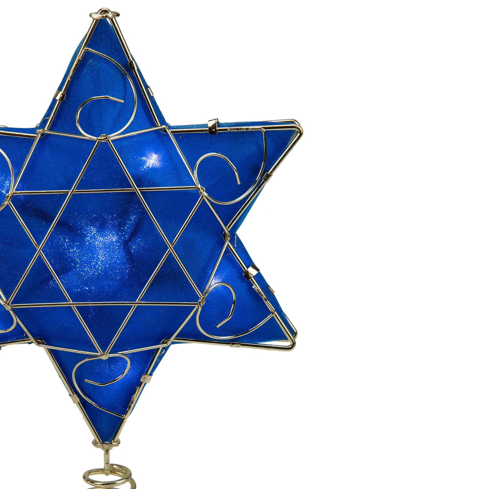 Kurt Adler and Gold Colored Hanukkah Star LED Tree Topper 11.5" Blue ...
