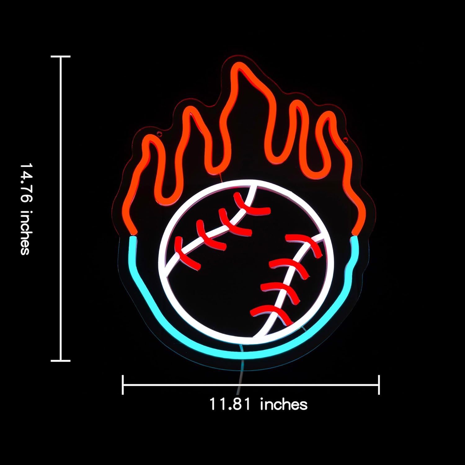 Auledio Baseball Neon Sign for Wall Decor Dimmable Baseball On Fire ...