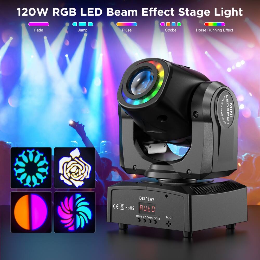 UKing 150W LED Moving Head Light RGB Gobo Beam Stage Spot Lighting DJ ...