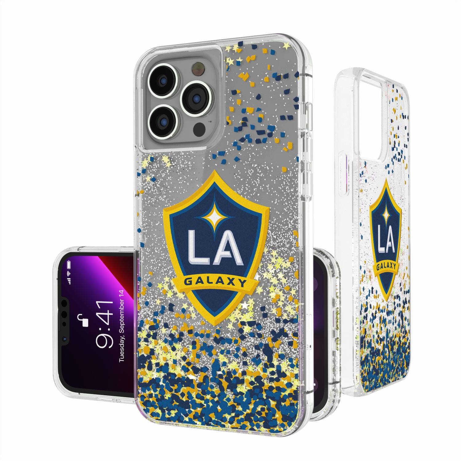 Keyscaper MLS LA Galaxy iPhone Confetti Glitter Design Case 15 Pro ...