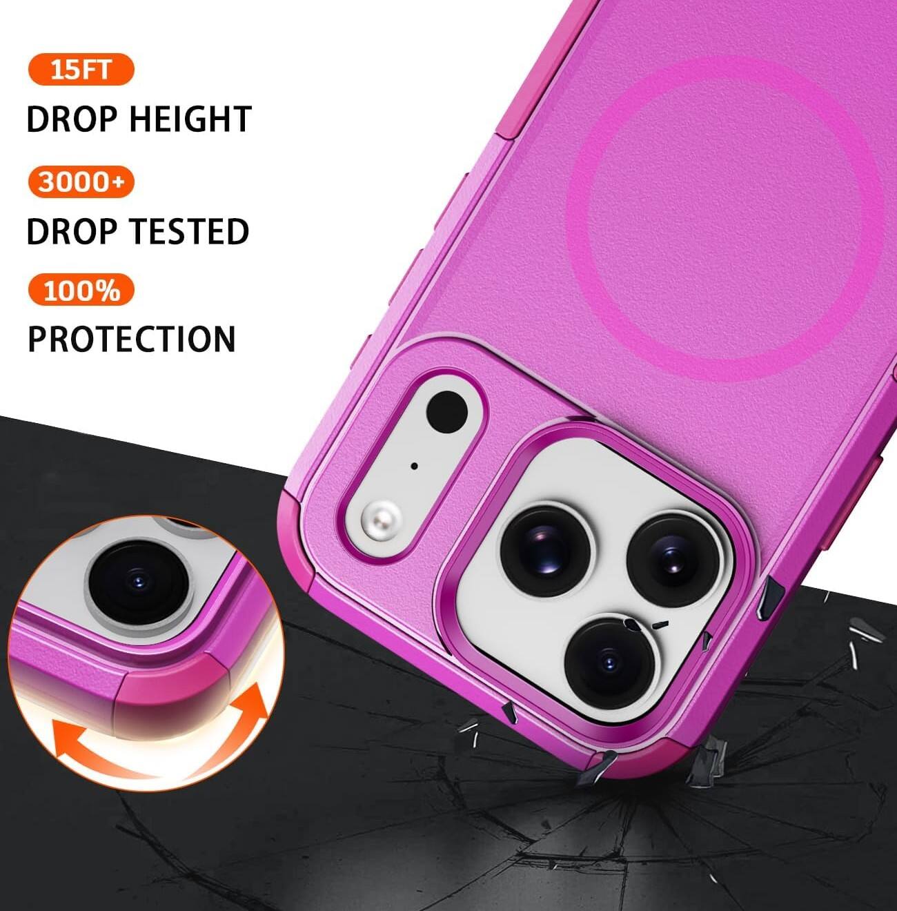 FINEAK iPhone 17 Pro Max MagSafe Case Heavy Duty Protection with Camera ...