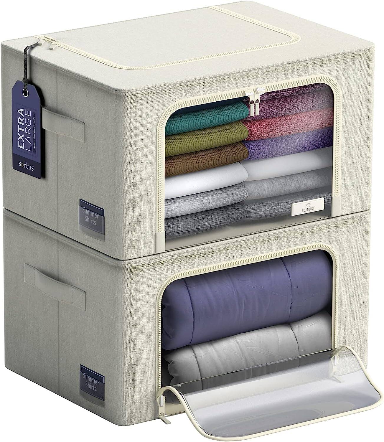 Sorbus Jumbo Storage Bins with Metal Frame, Oxford Fabric Storage ...