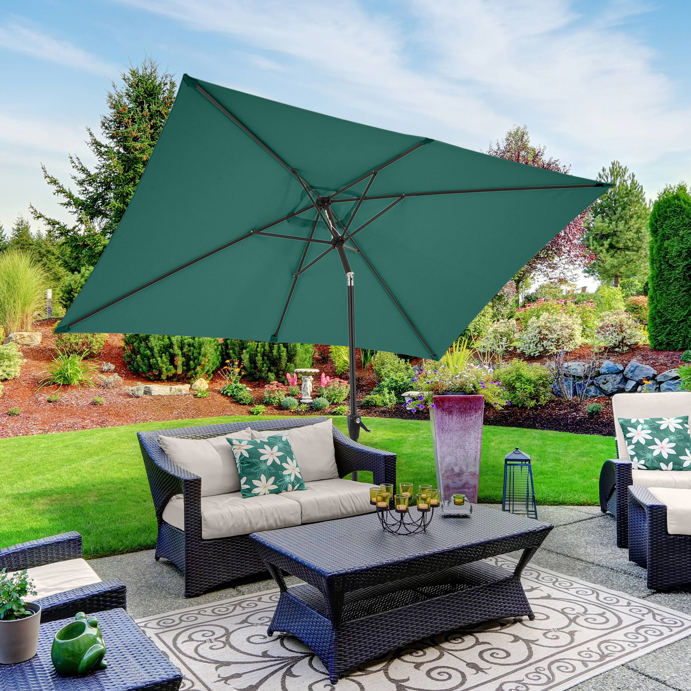 Pure Garden 10-Ft Rectangular Patio Umbrella Green 50-LG1278 - Best Buy