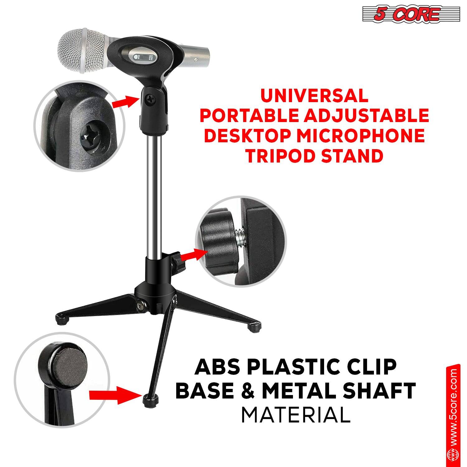 5 CORE Mic Stand Adjustable Desktop Microphone Stands Tripod Portable ...