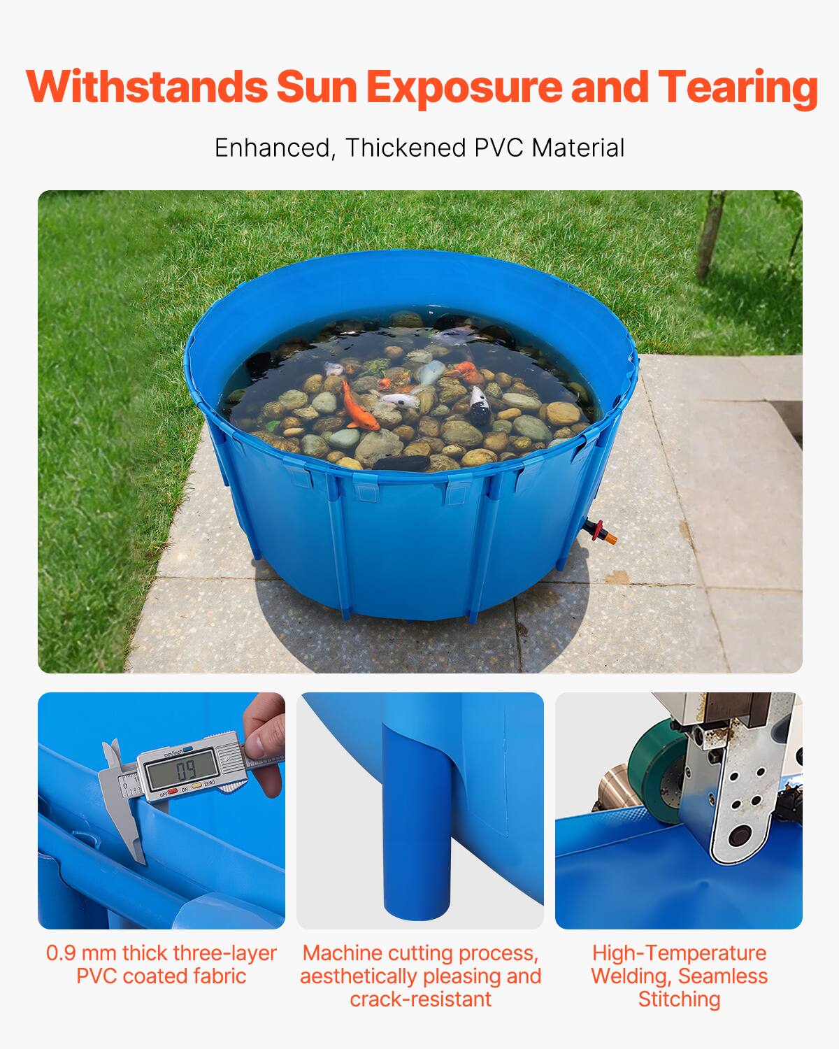 VEVOR Canvas Fish Pond, 1320 Gal Capacity Above Ground Fish Pond ...