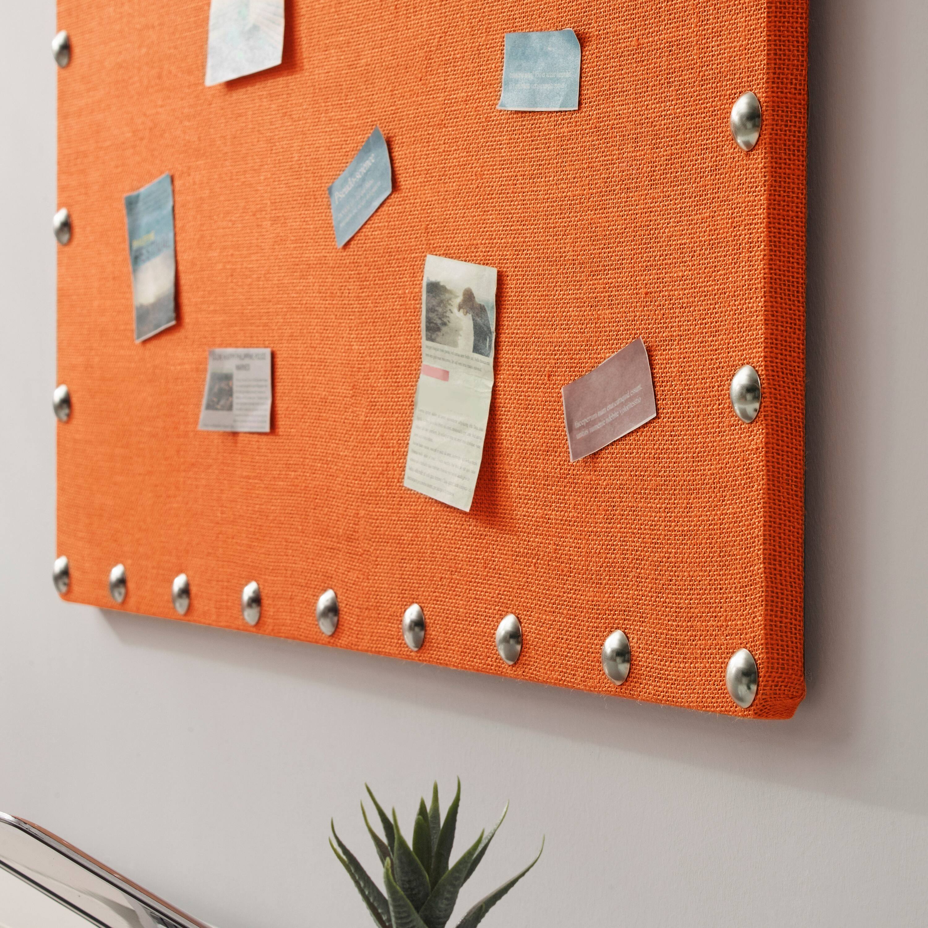 Linon Home Décor Reis 24" x 36" Burlap Nailhead Bulletin Board Orange ...