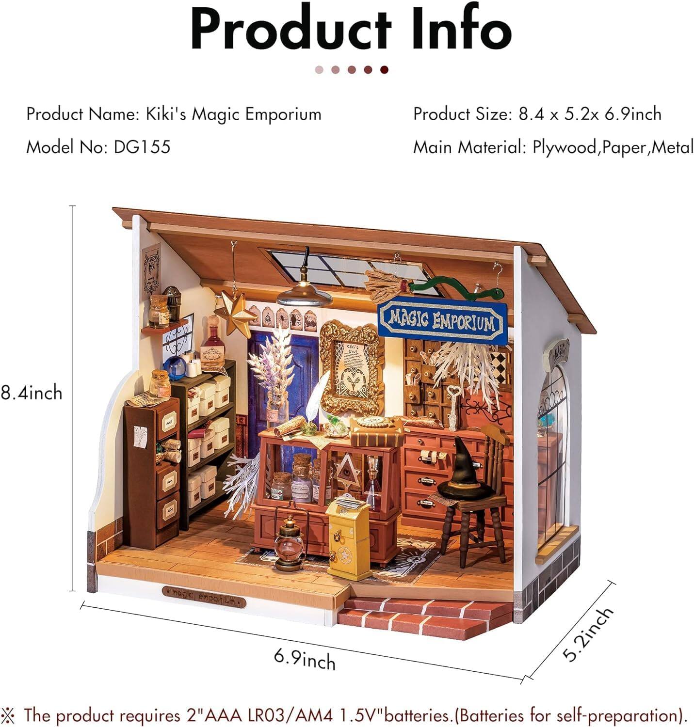 Robotime Rolife Kiki's Magic Emporium DIY Miniature House Kit Magic ...