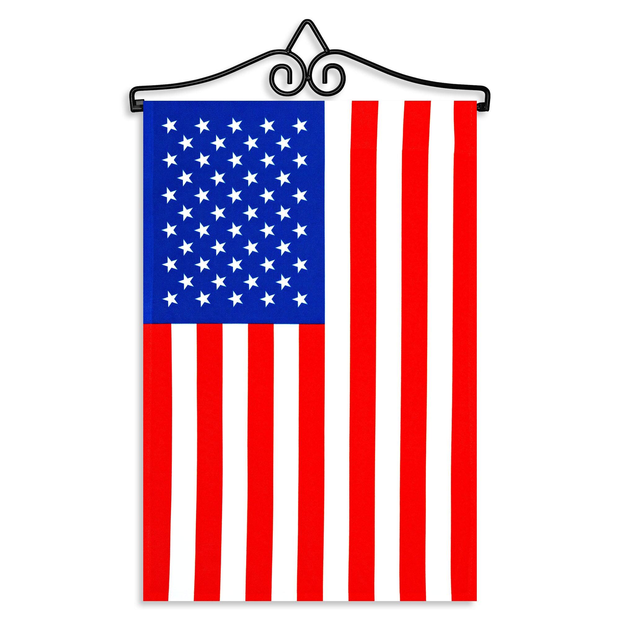 G128 14.2 inch Garden Flag Hanger with USA 12x18 inch Printed 150D ...