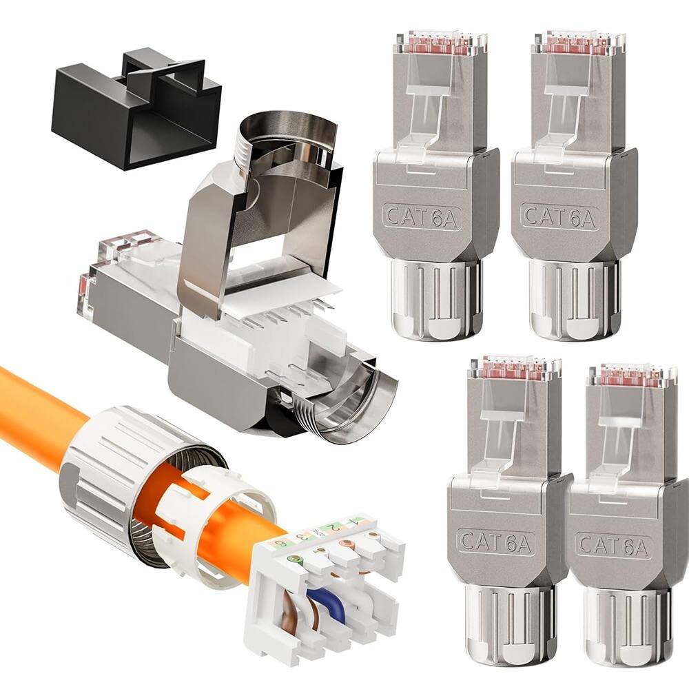 ACJPR 6 Pack RJ45 Toolless Shielded Ethernet Connectors, Zinc Alloy ...