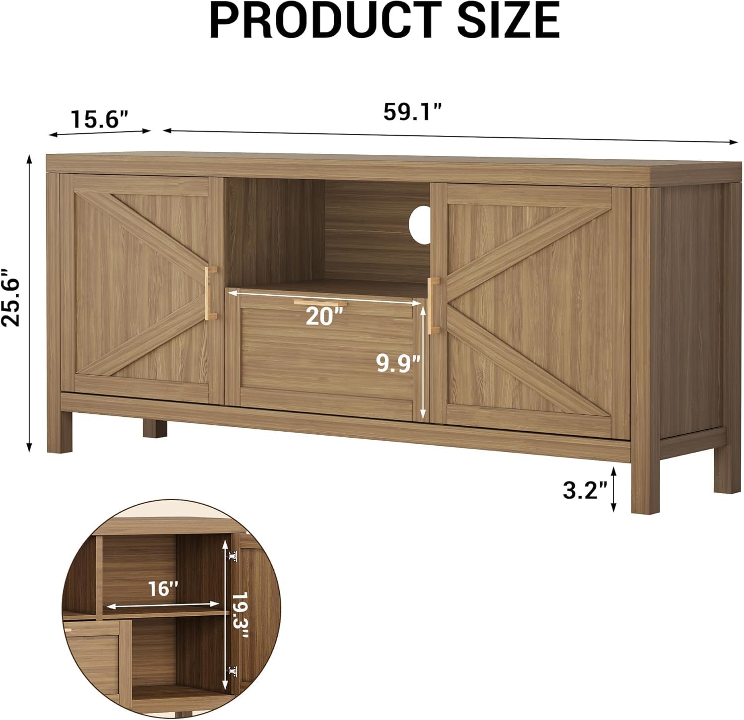 Acekool Farmhouse Tv Stand for Tvs Up to 65 Inch, Farmhouse Entertainment Center with Door ...
