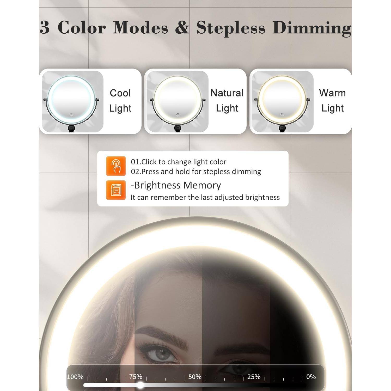 Cedar Assembly Mirror Lighted Magnifying Rechargeable Makeup Multi ...