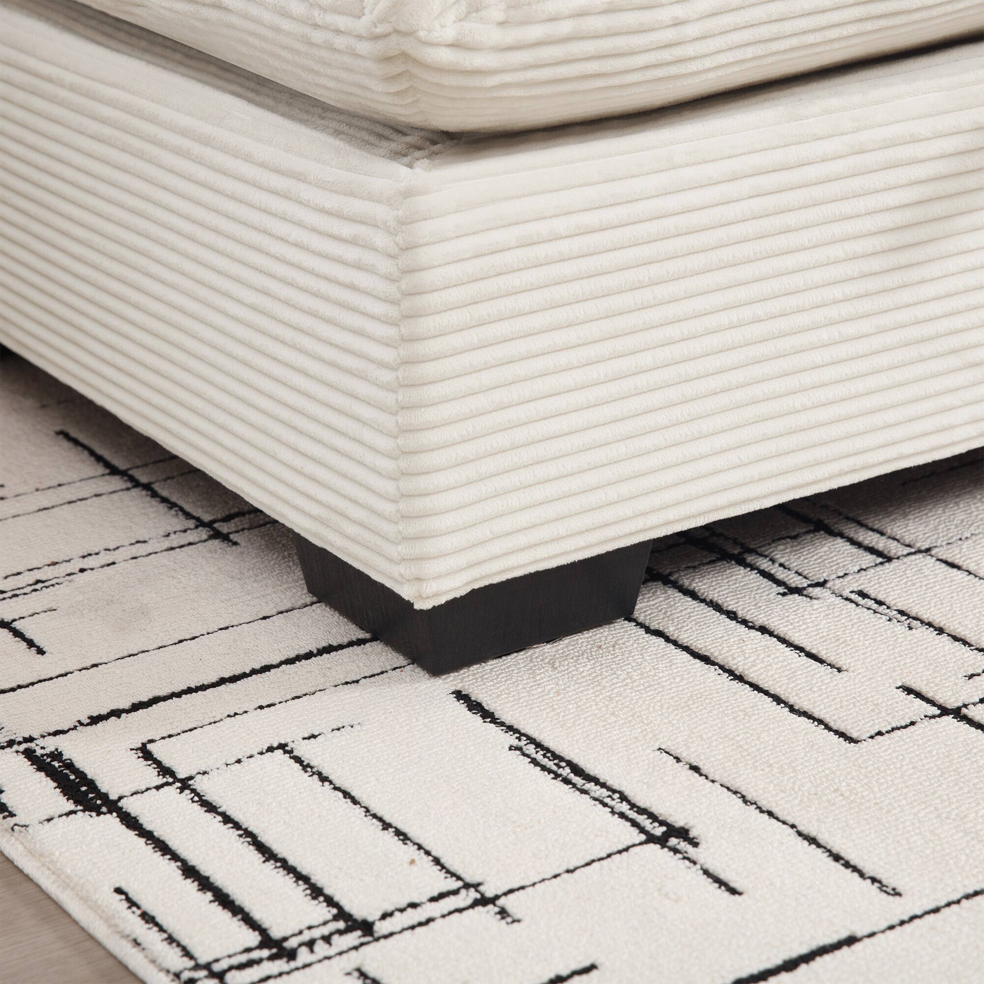 APRILSOUL Corduroy Fabric Ottomans Footrest 2 3 4 Seater Sofa Beige ...