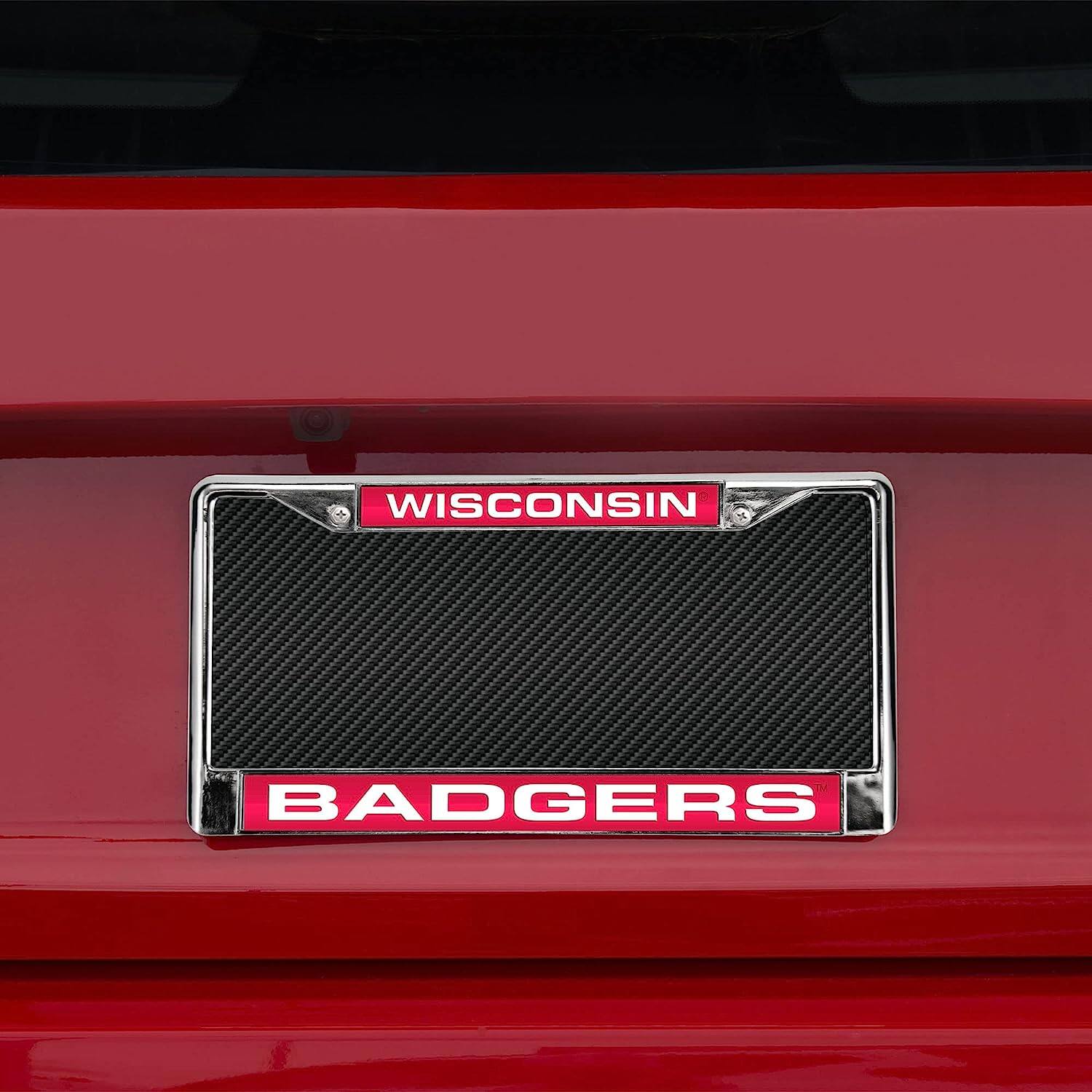 Rico Industries Wisconsin Badgers Chrome Metal Laser Cut License Plate ...