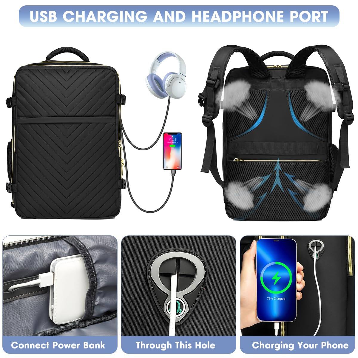 Live At Space Large Carry On Travel Backpack Flight Approved Waterproof ...